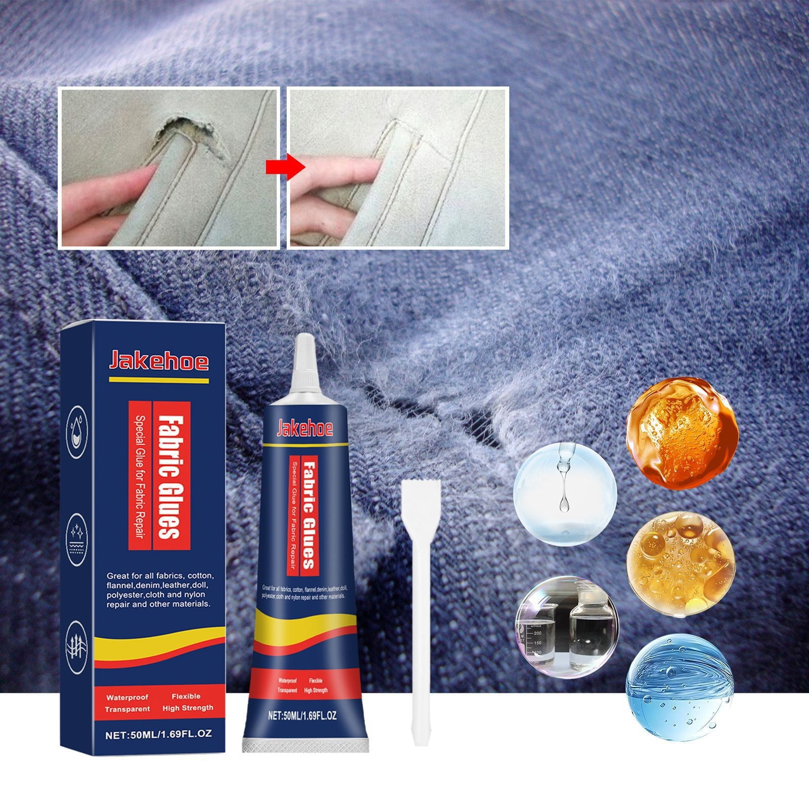 Jpxdew Fabric Glue,Transparent Adhesive,Washable Bonding-50ml Special ...