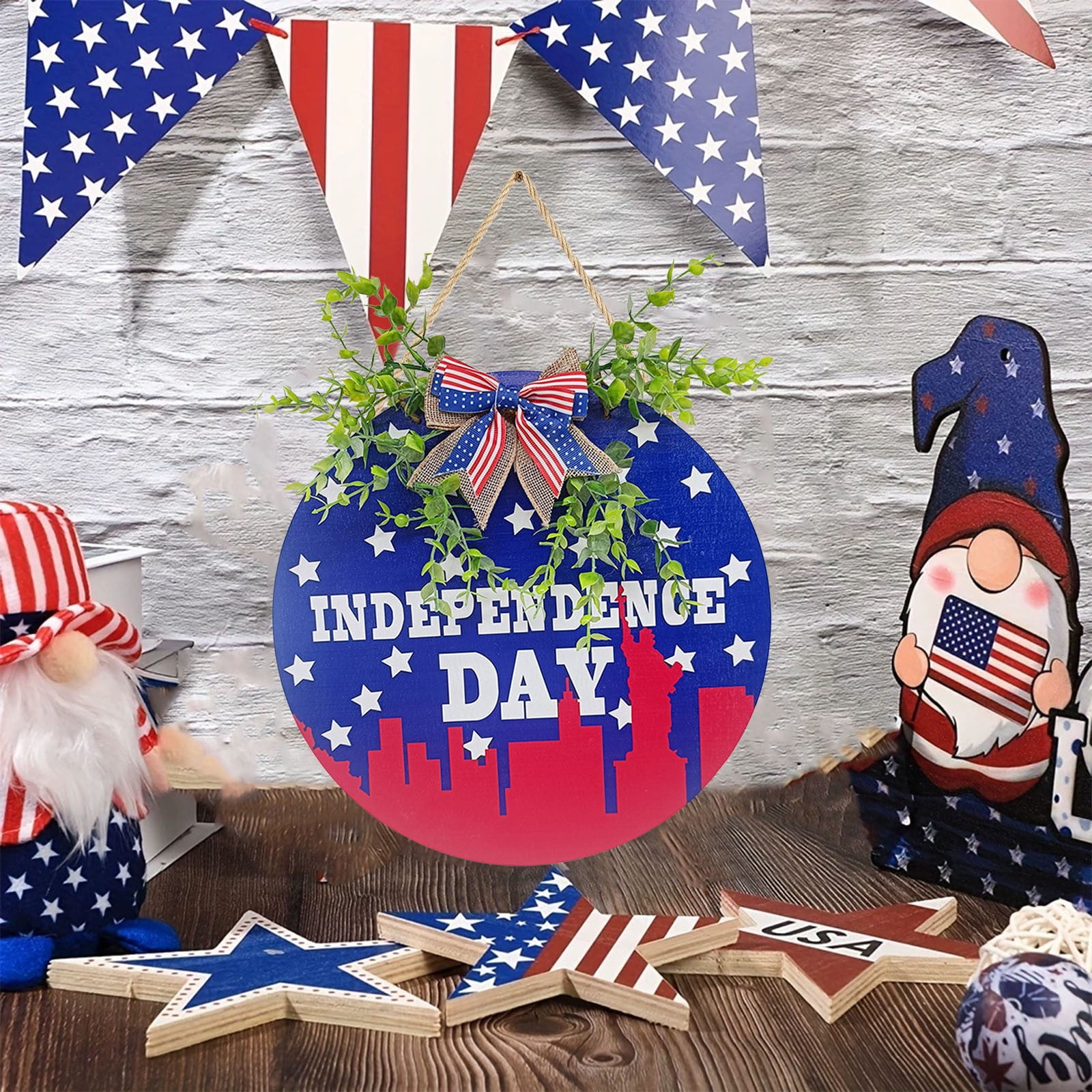 Jpxdew Independence Day Decorations,Wooden Hanging Board 11.81x11.81x0 ...