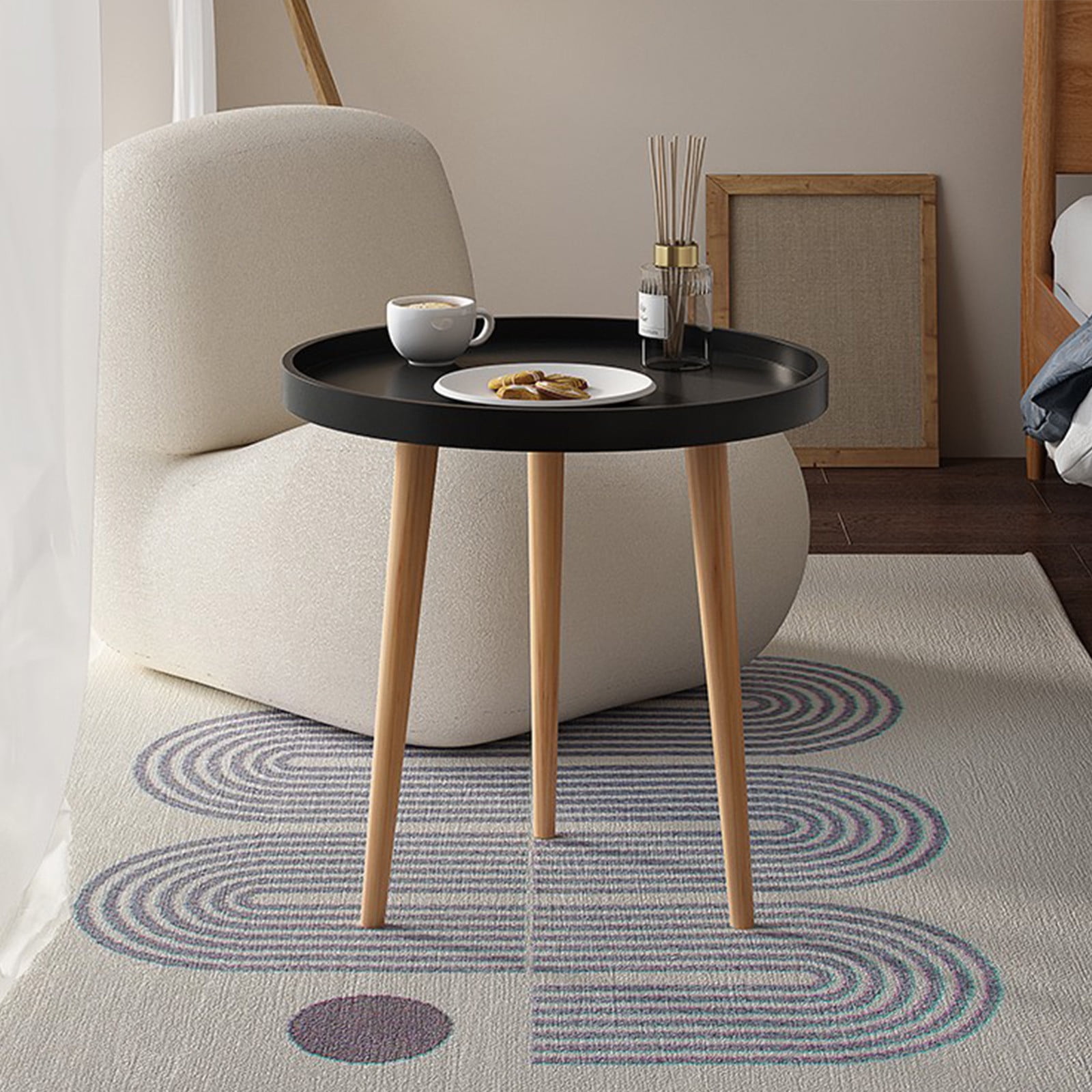 Jpxdew Modern Round Coffee Table with Wooden Look-Sturdy Side Table for ...