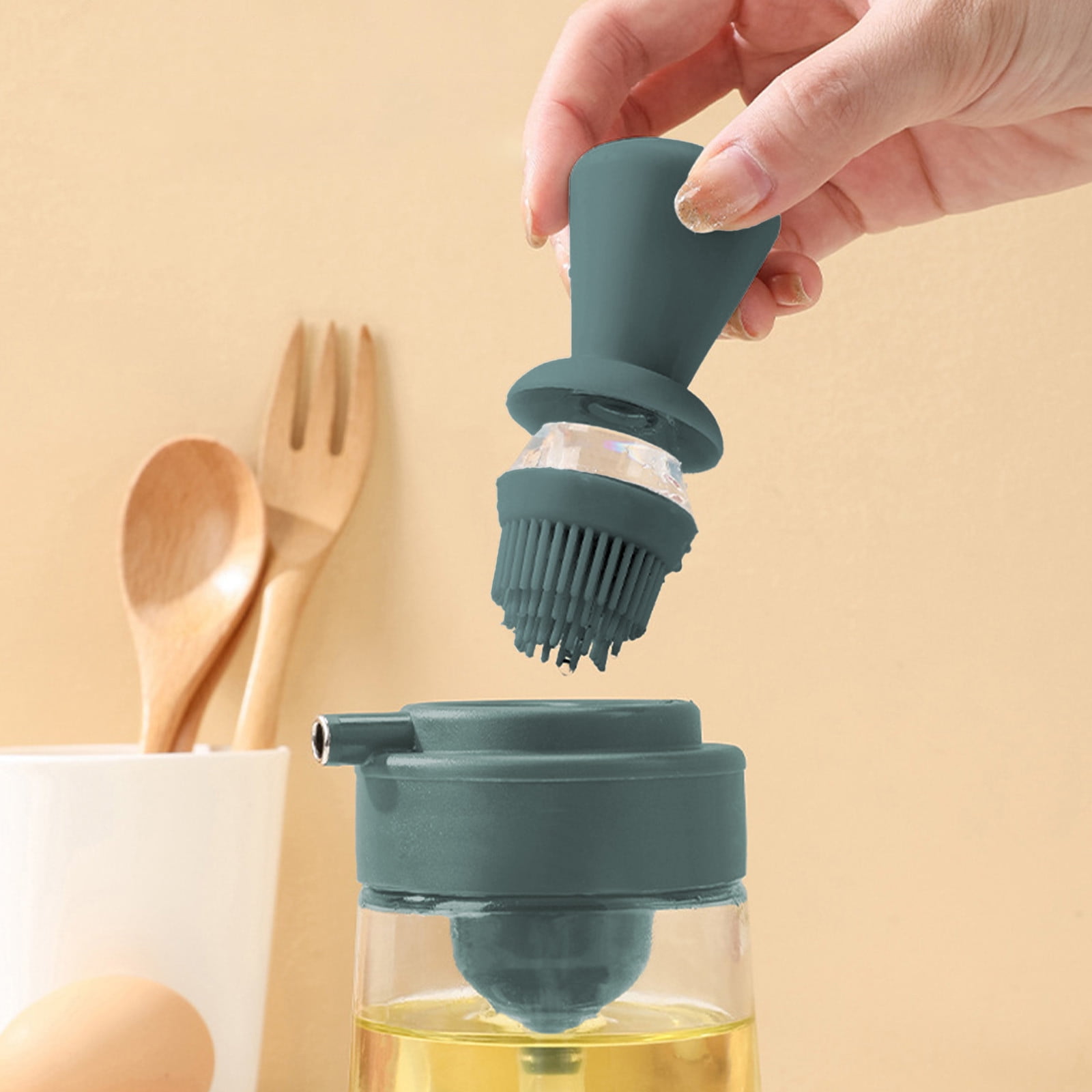 Jpxdew Multi-Function Glass Oil Control Bottle | Squeeze & Brush Oil ...