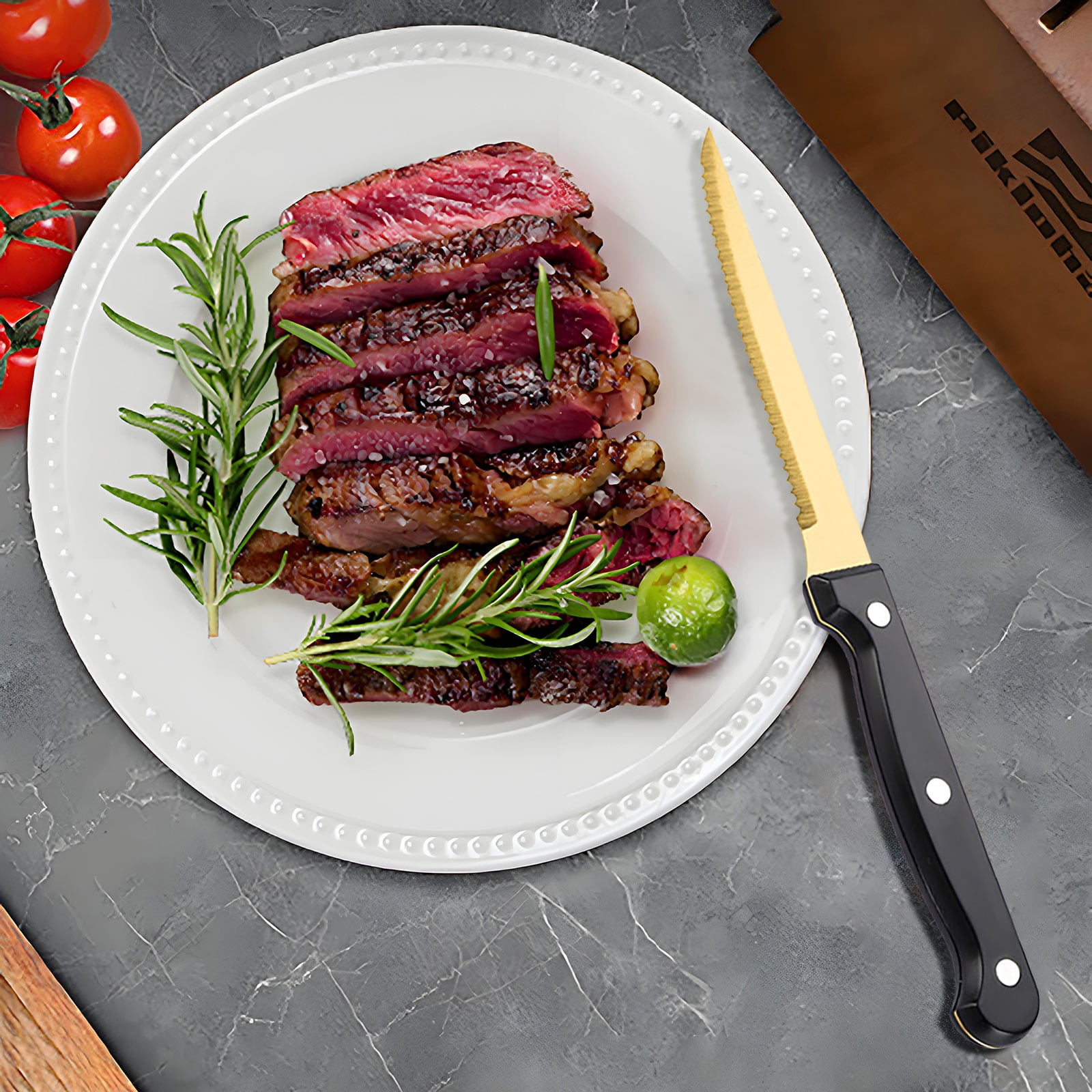 Jpxdew Serrated Steak Knife,Stainless Steel Camping Cutlery,Wavy-Edge ...