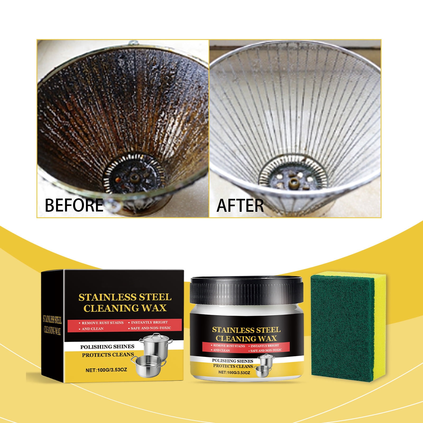 Jpxdew Stainless Steel Cleaner Polish Paste,Rust Removal Oxidation ...