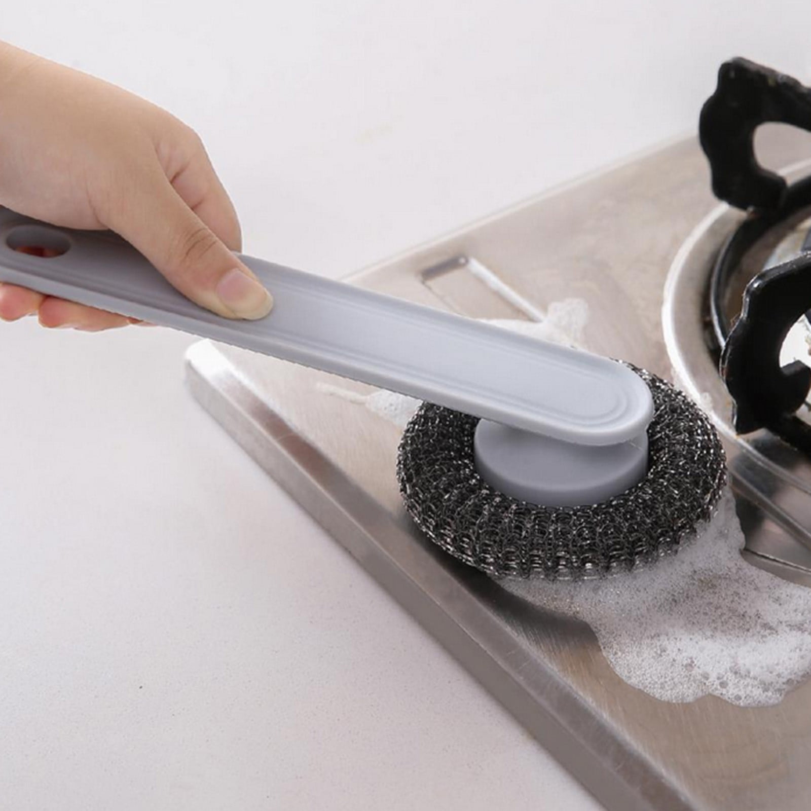 Jpxdew Steel Wool Pot Brush,9.3in Abrasive Dishwashing Tool,Burned Food ...