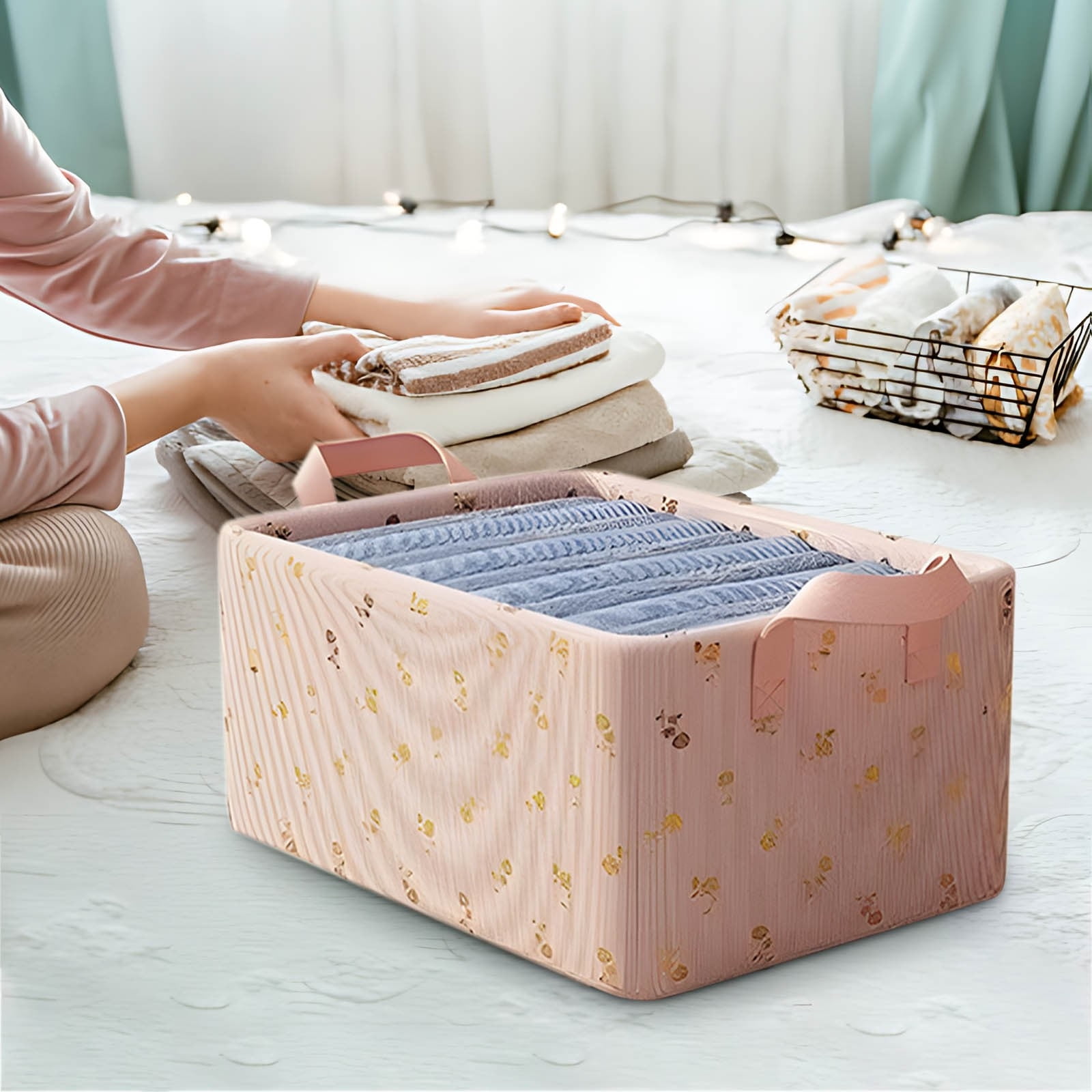 Jpxdew Wardrobe Organizer Box Fabric Storage Bin, Linen Closet ...