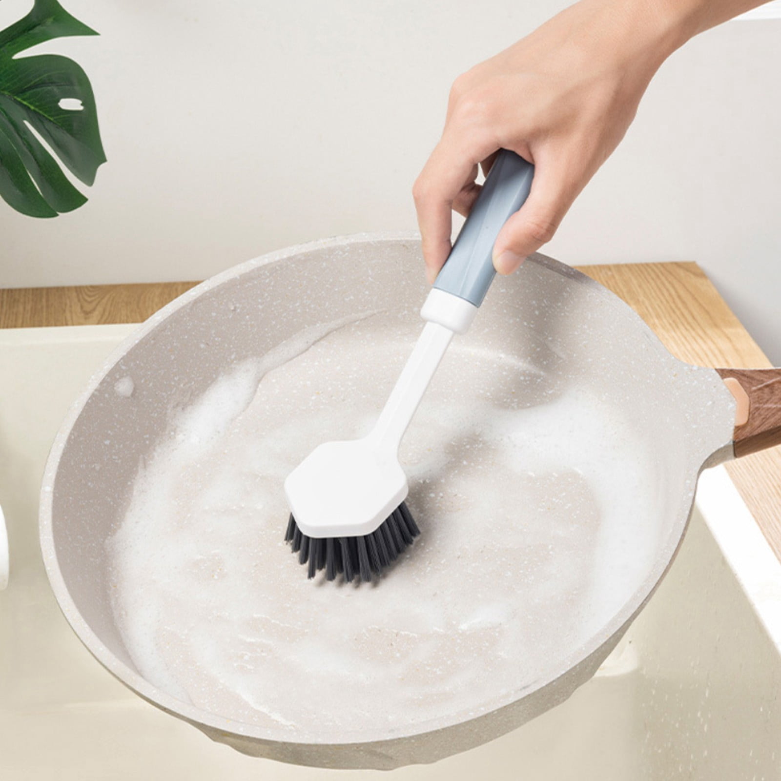 Jpxdew White Pot Brush,Durable Fiber Bristles 10.62×2.36in Cookware ...