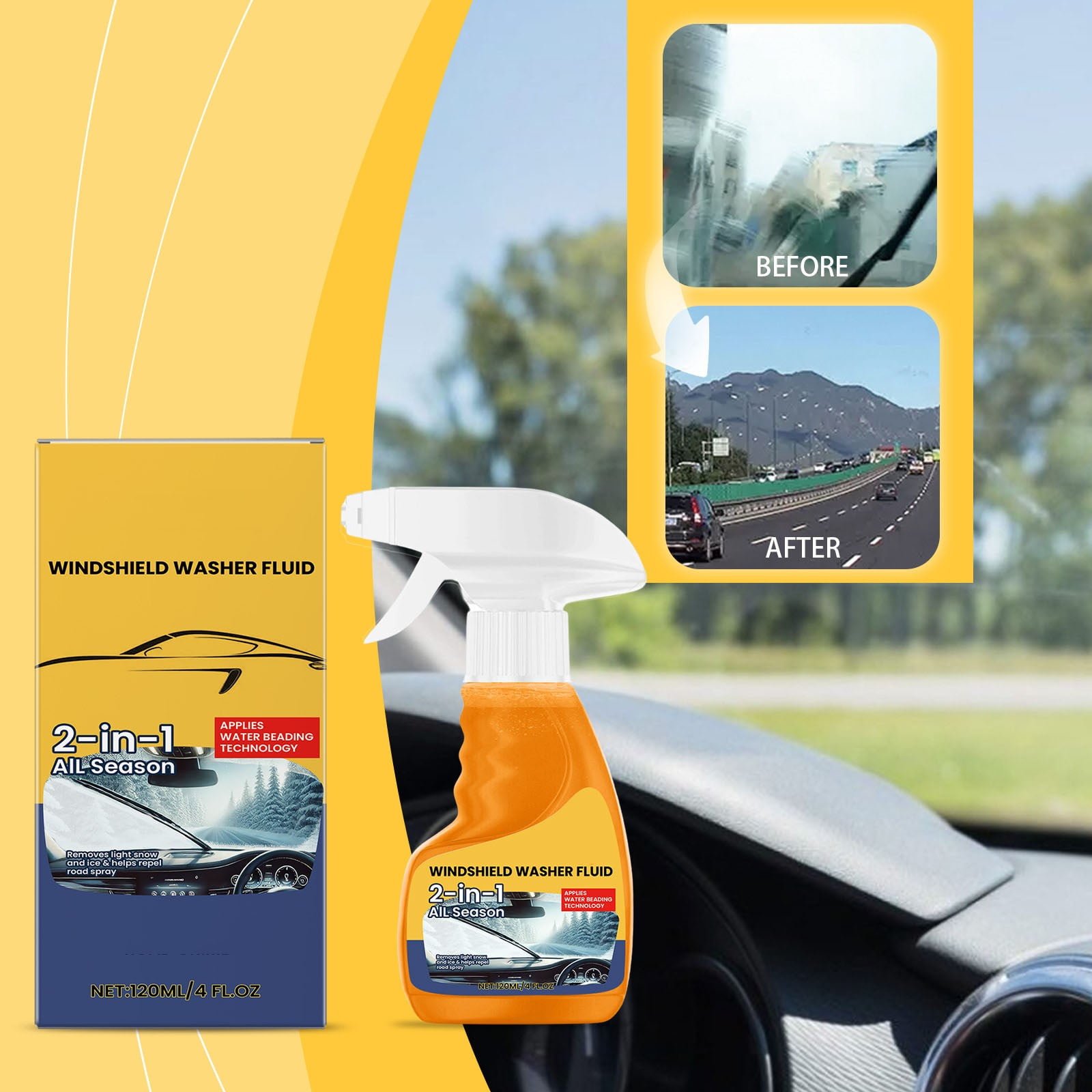 Jpxdew Windshield Washer Clearance,120ml,Clear Vision,Long-Lasting ...