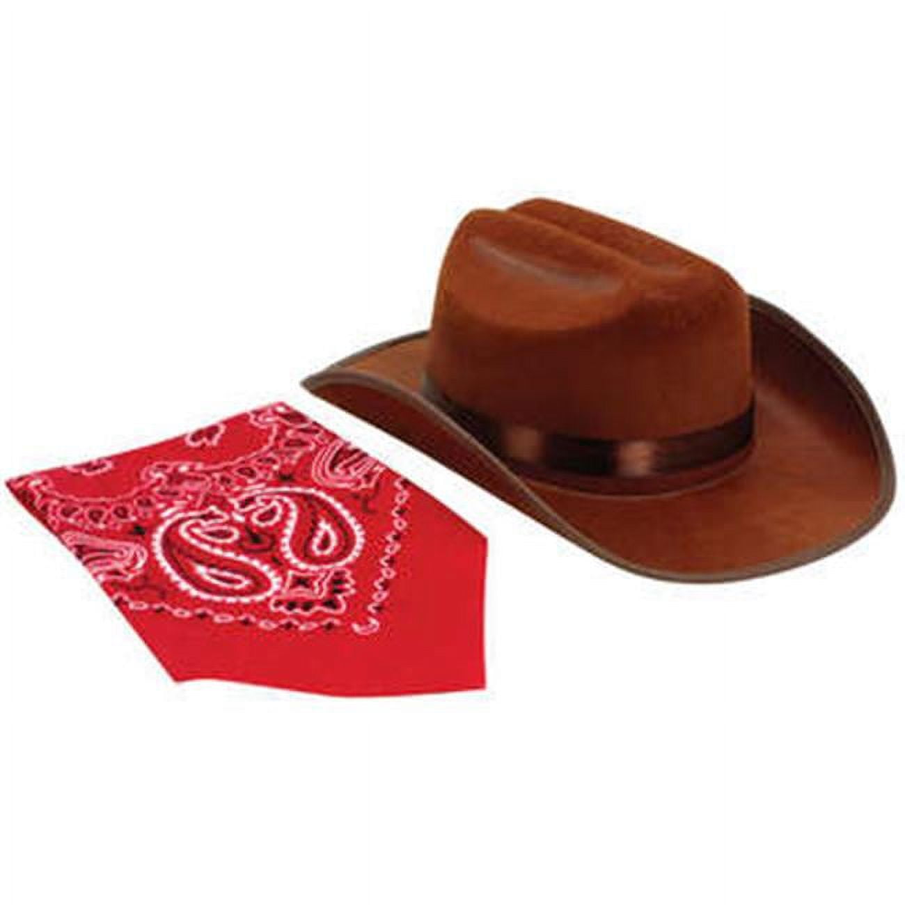 Jr. Cowboy Hat - Brown with Bandanna - Walmart.com