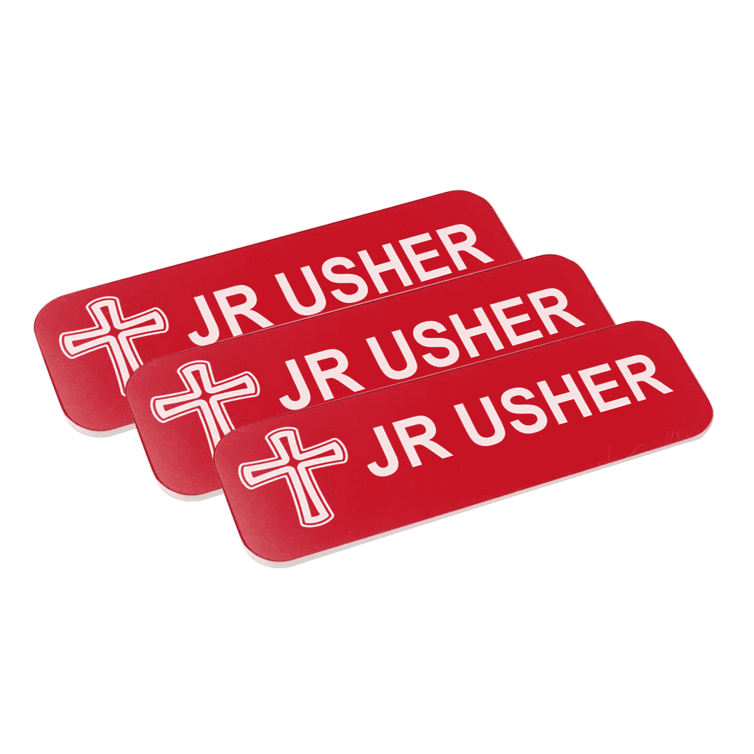 Jr Usher 1 x 3" Name Tag/Badge, Red, Cross Design (3 Pack) - Walmart.com
