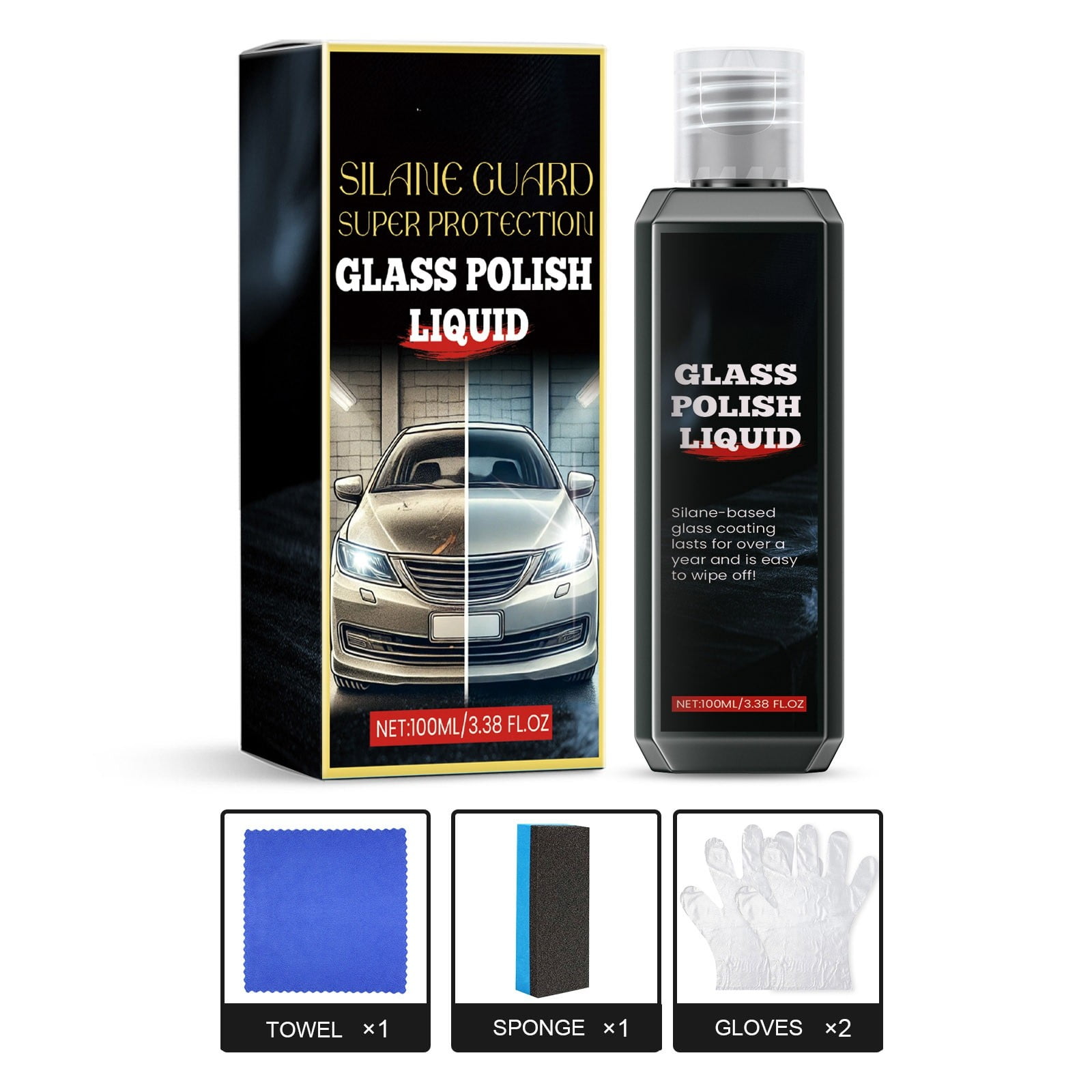 Jrocdr Car Glass Oil Film Clean Easy Coating To Water Stains Stains ...