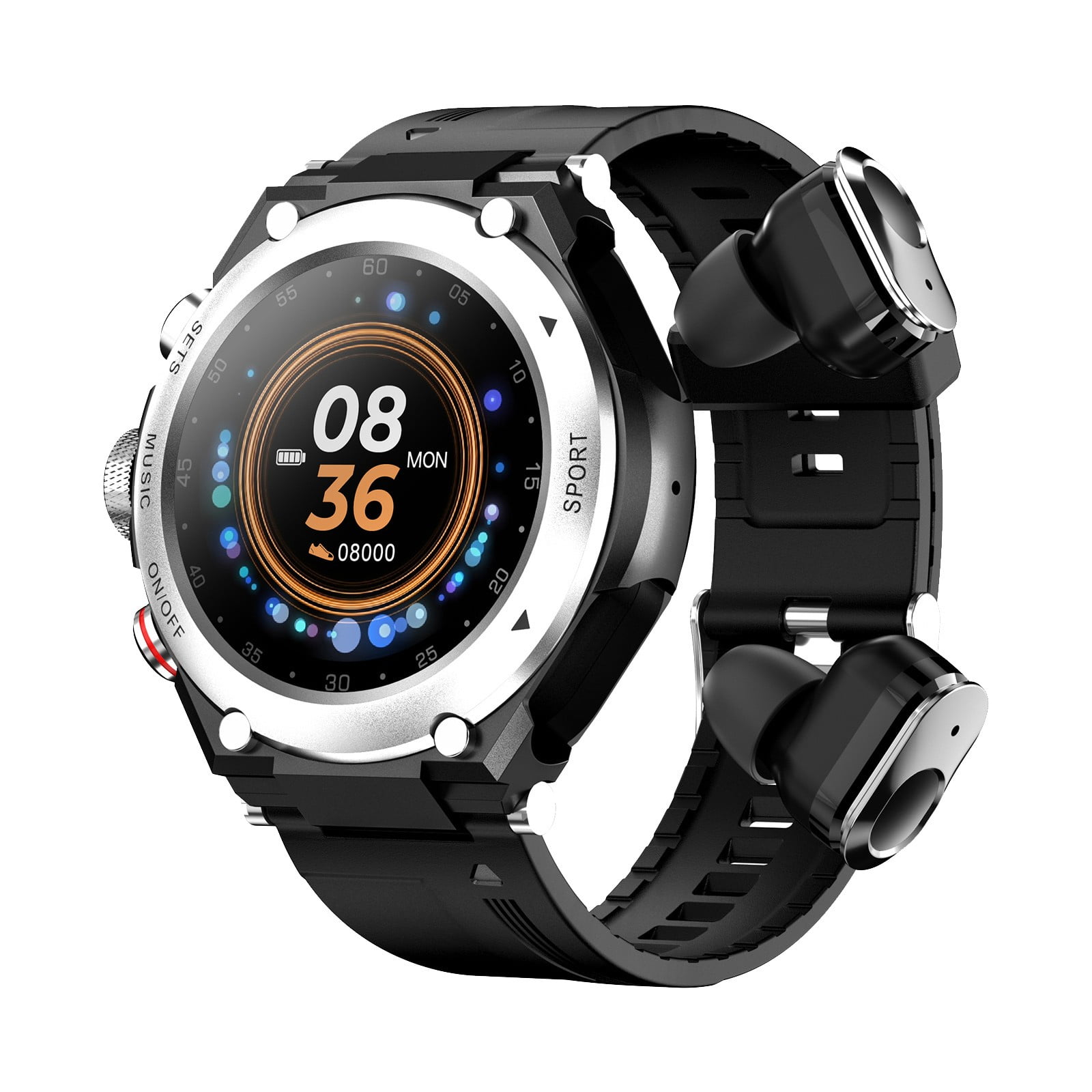 Jrocdr Smart Watch With Earbuds MP3 Headset 1.28 Inch Smartwatch Built ...