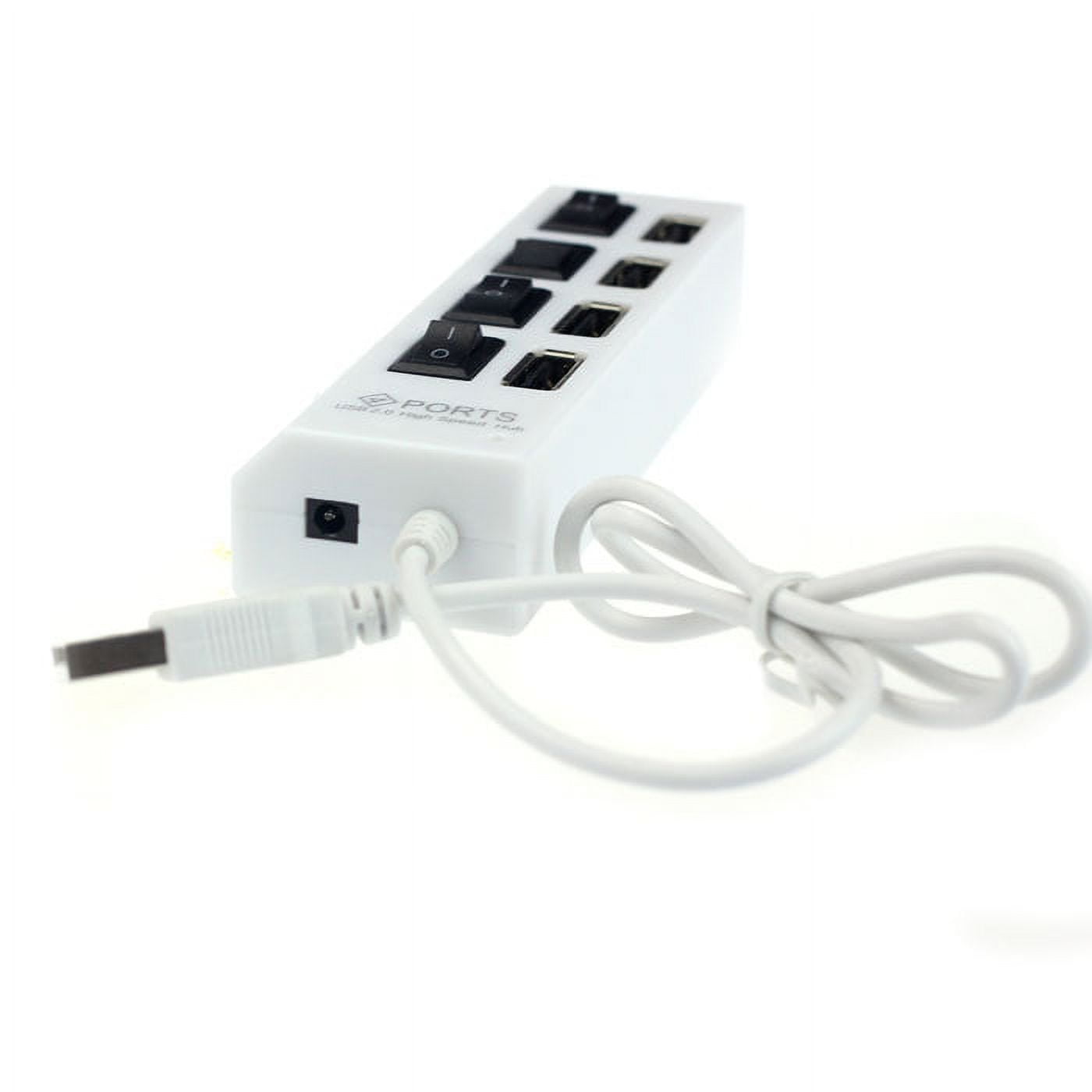 Jrocdr USB 2.0 4 Port Power On/Off LED Hub for PC Laptop Notebook WH ...