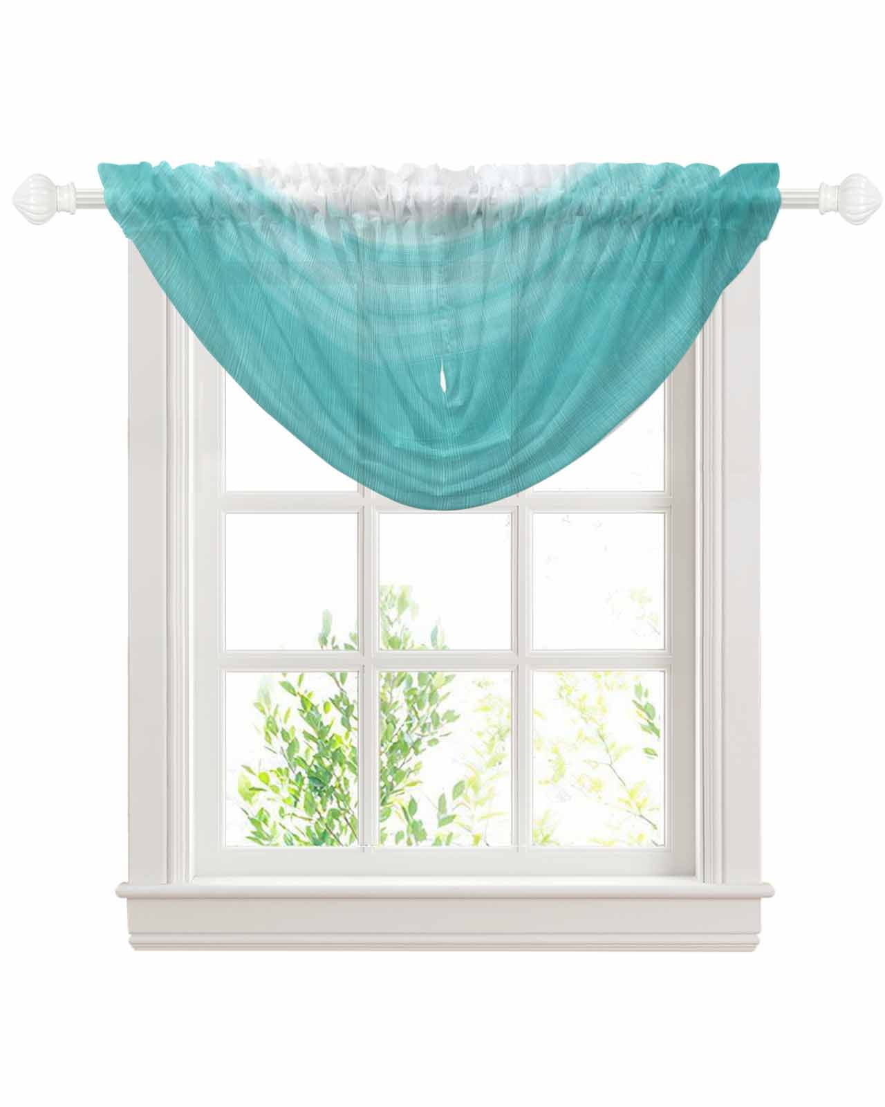 Jrskoticrtt Aqua Waterfall Valance Curtains Ombre Sheer Swag Valance ...