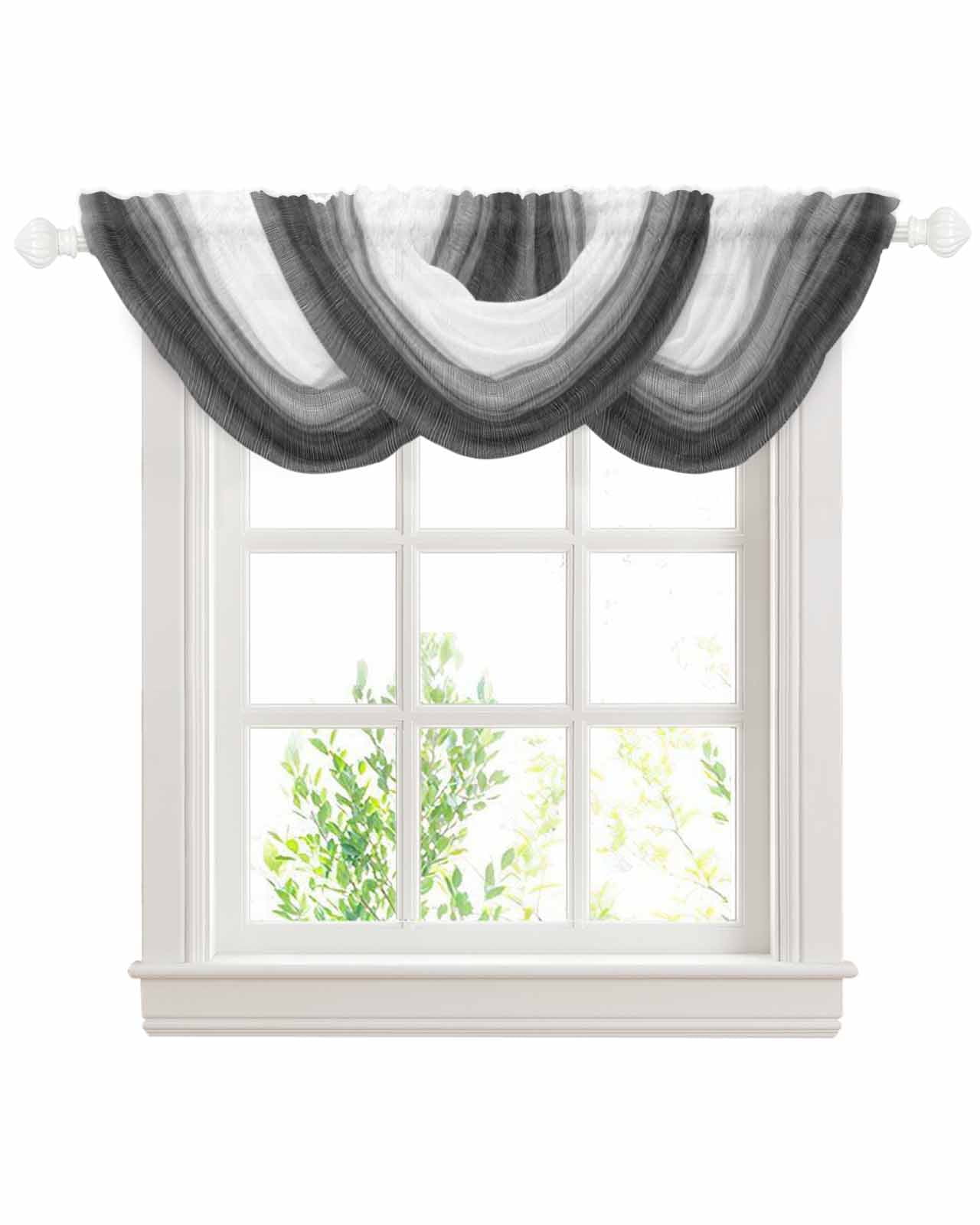 Jrskoticrtt Black Waterfall Valance Curtains Black Grey Ombre Sheer ...