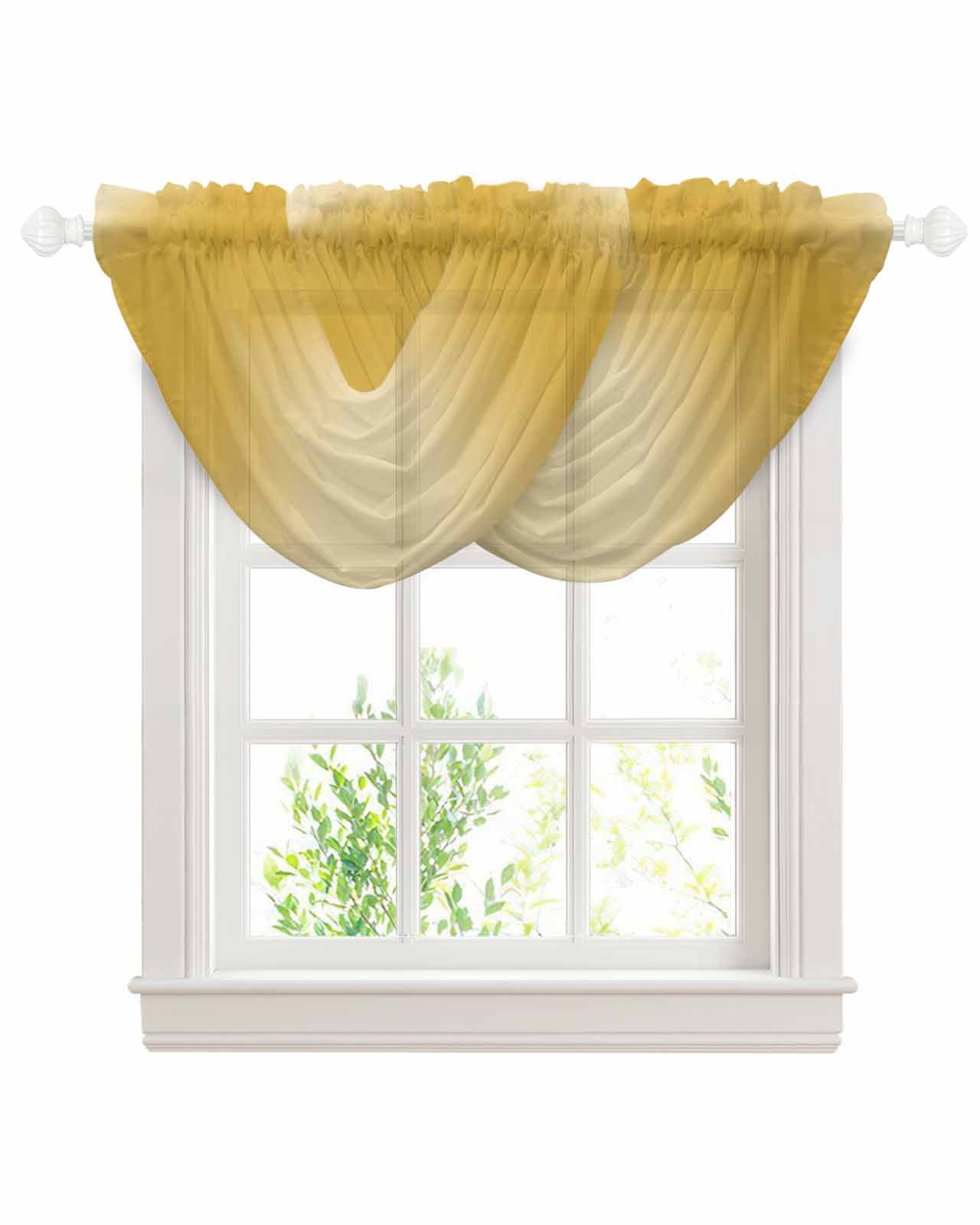 Jrskoticrtt Ginger Yellow Waterfall Valance Curtains Yellow Ombre Sheer ...