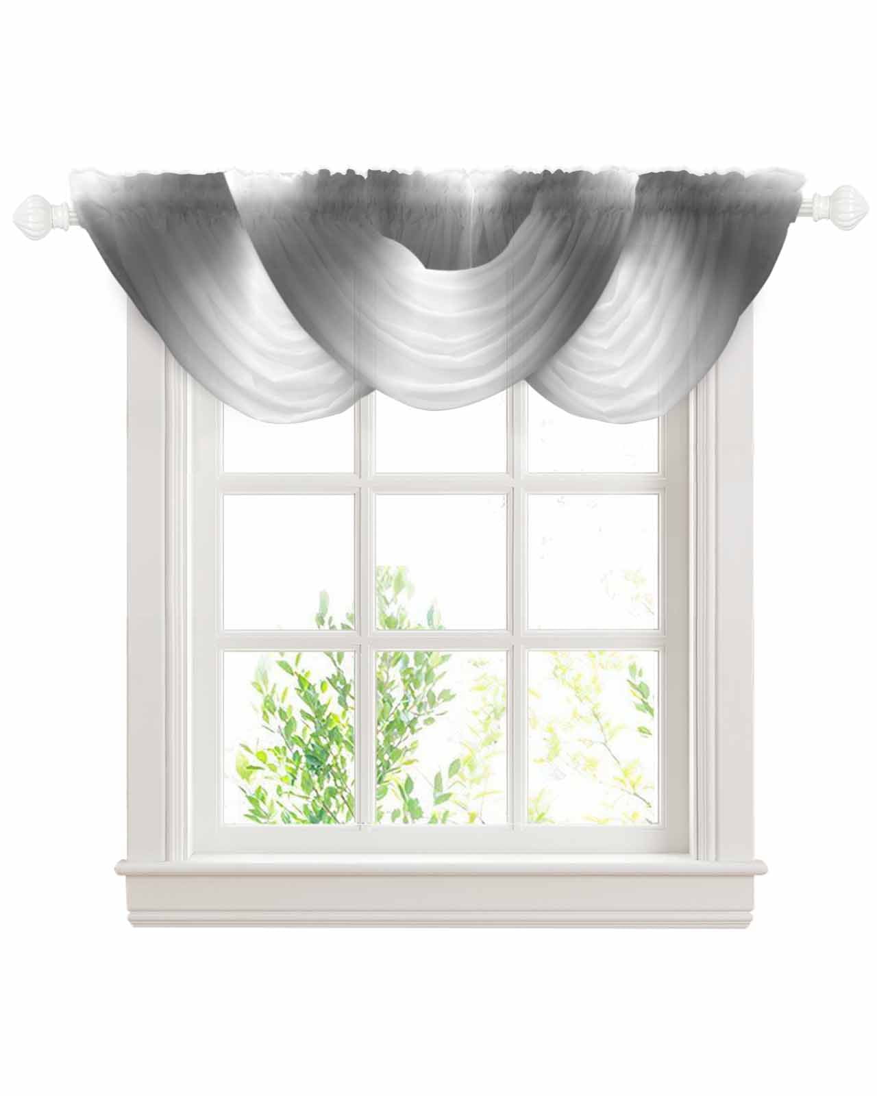 Jrskoticrtt Gray Waterfall Valance Curtains Grey Ombre Sheer Swag ...