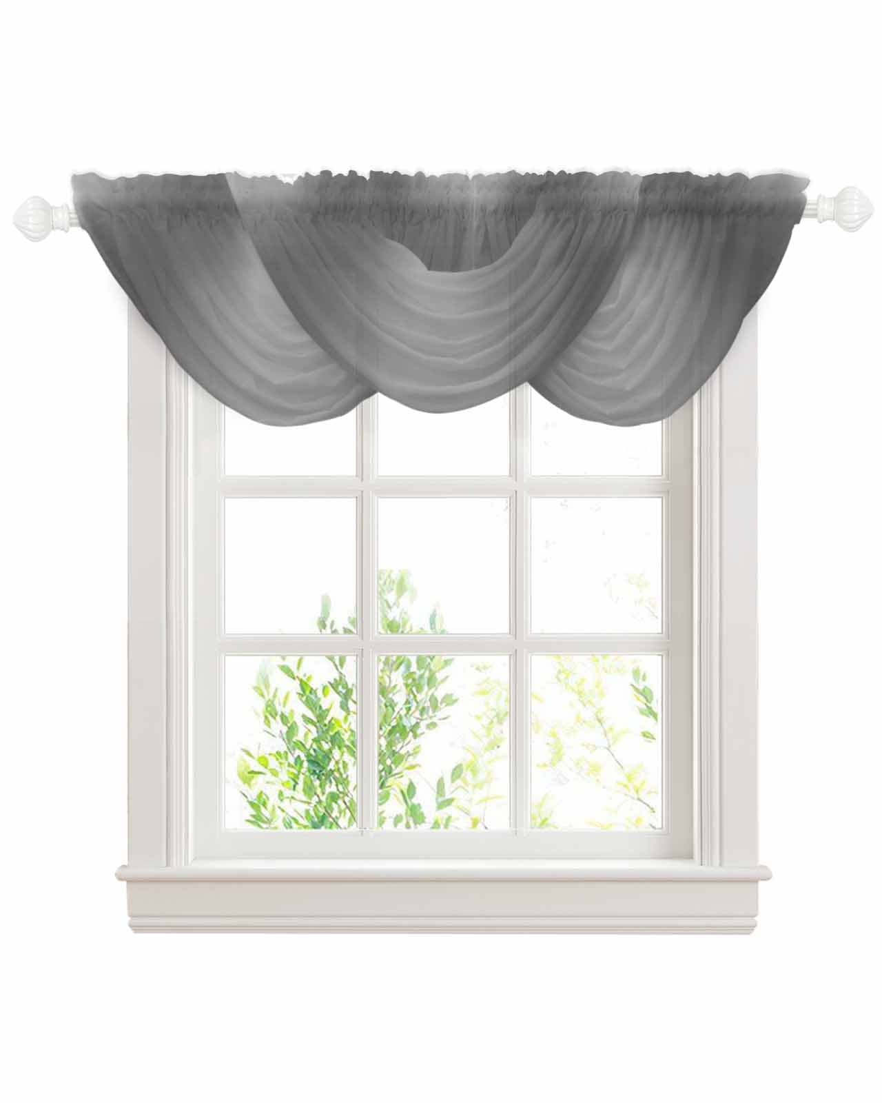 Jrskoticrtt Gray Waterfall Valance Curtains Grey Ombre Sheer Swag ...