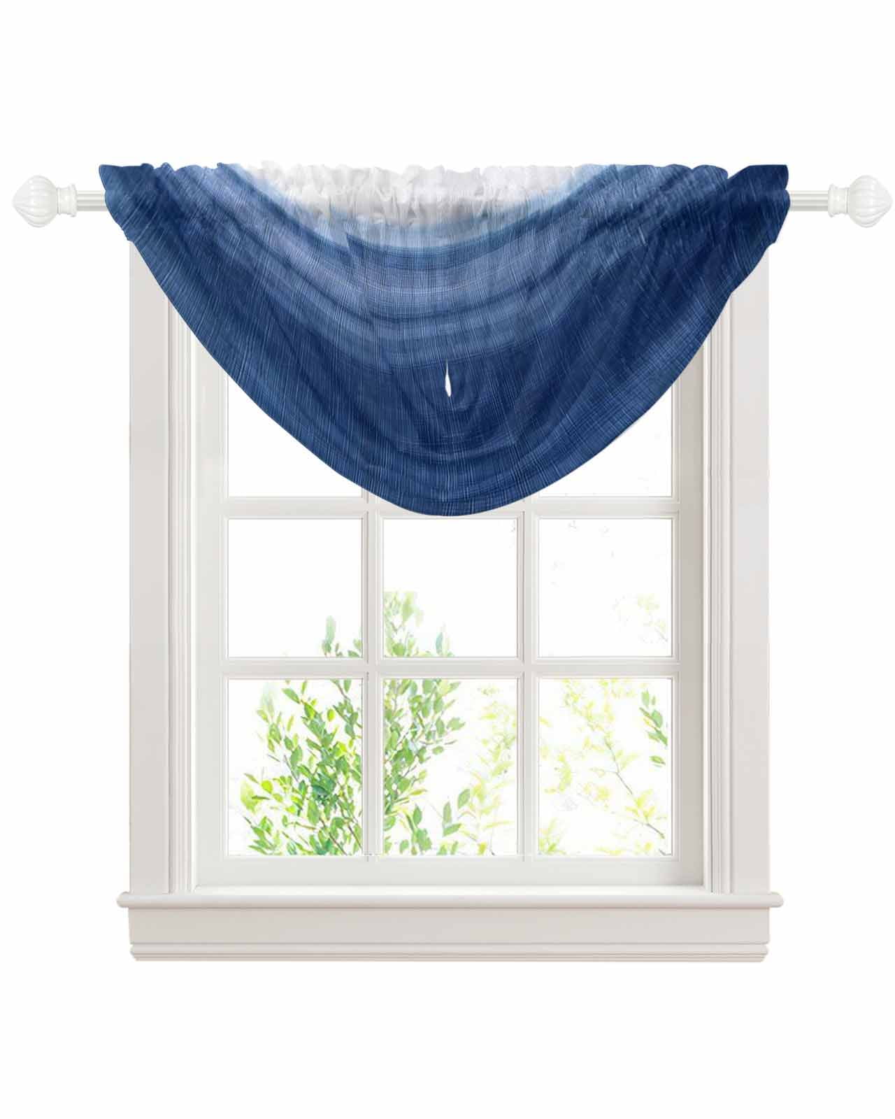 Jrskoticrtt Navy Blue Waterfall Valance Curtains Navy Blue Ombre Sheer ...
