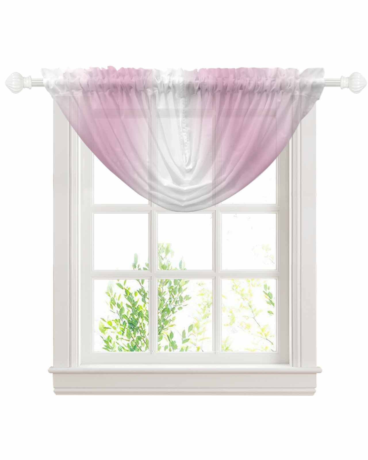 Jrskoticrtt Pink Waterfall Valance Curtains Pink Ombre Sheer Swag ...
