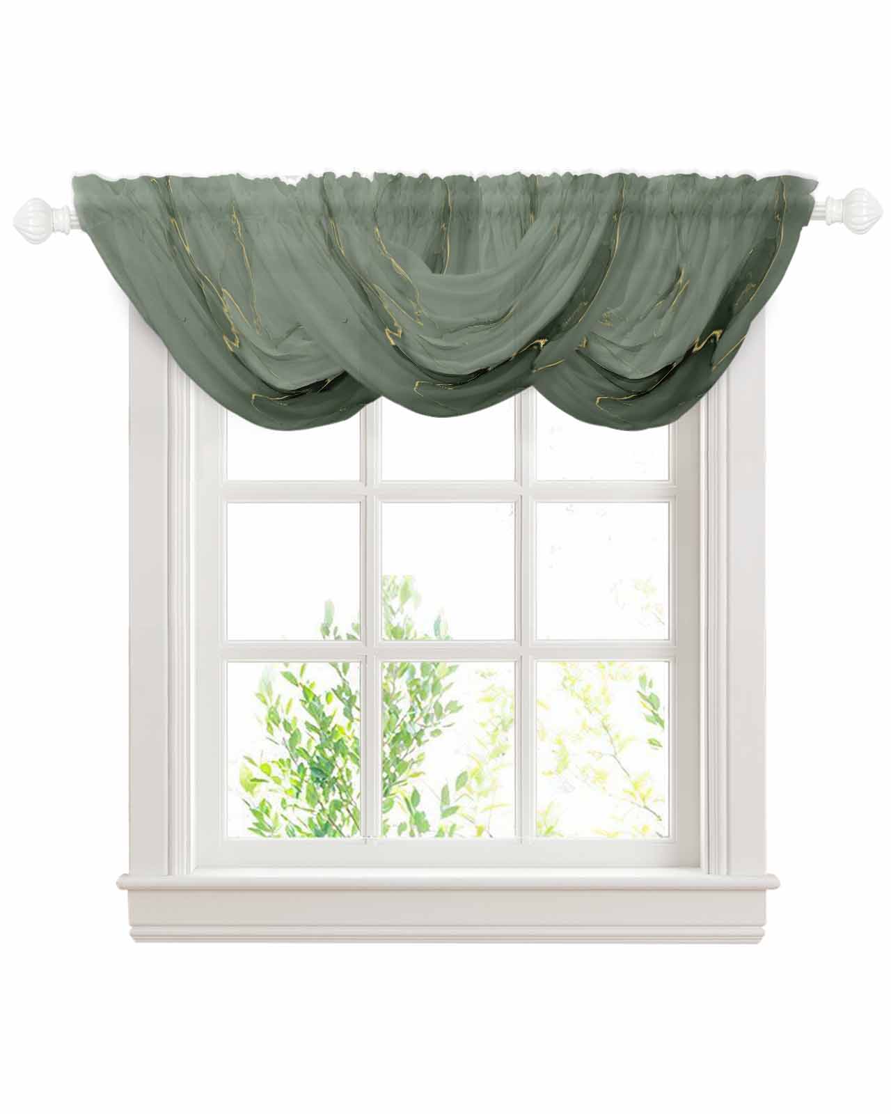 Jrskoticrtt Sage Green Waterfall Valance Curtains Sage Green Marble ...