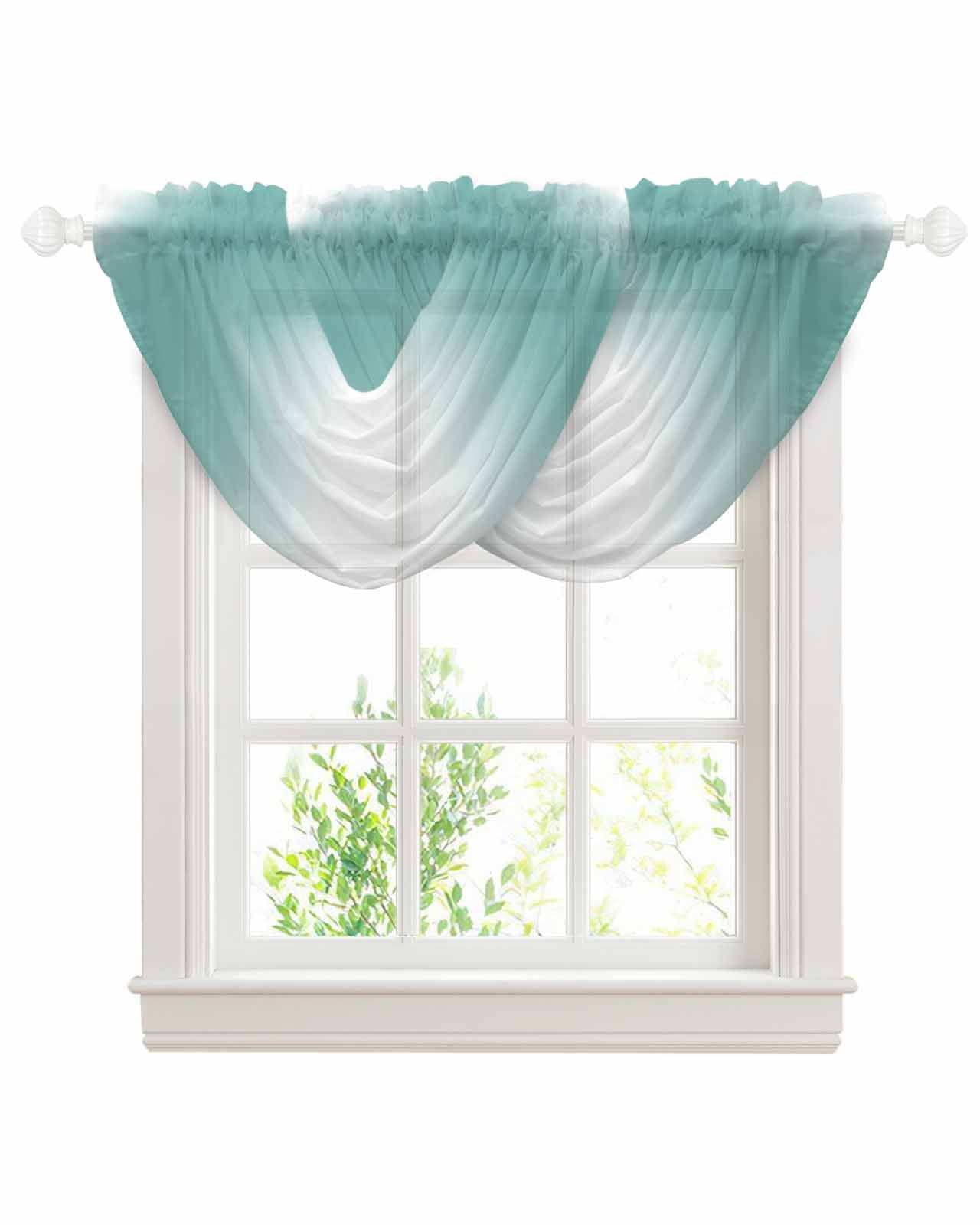 Jrskoticrtt Teal Green Waterfall Valance Curtains Teal Green Ombre ...
