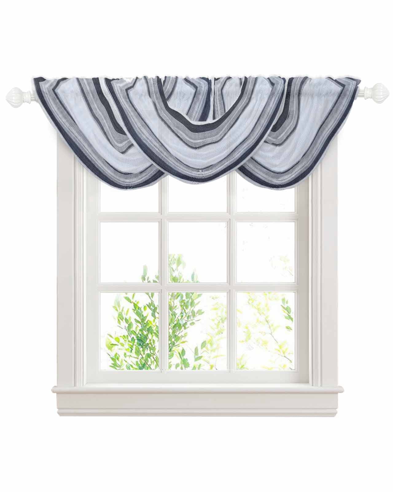 Jrskoticrtt Waterfall Valance Curtains Black Grey Gradient Sheer Swag ...