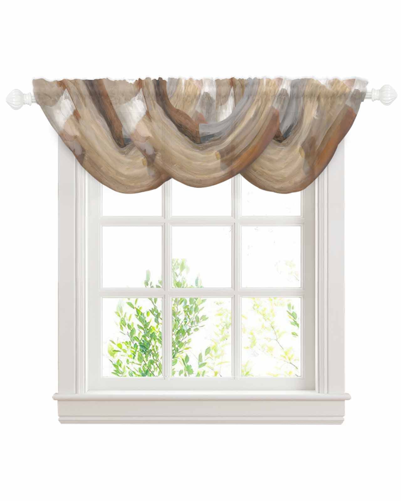 Jrskoticrtt Waterfall Valance Curtains Brown Painting Sheer Swag ...