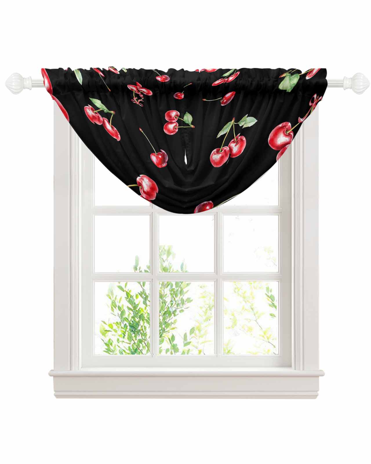 Jrskoticrtt Waterfall Valance Curtains Cherry Rustic Sheer Swag Valance ...
