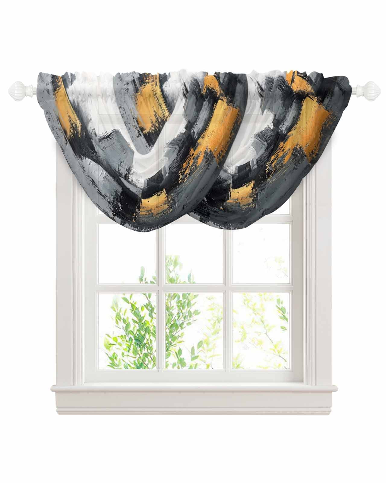 Jrskoticrtt Waterfall Valance Curtains City Building Sheer Swag Valance ...