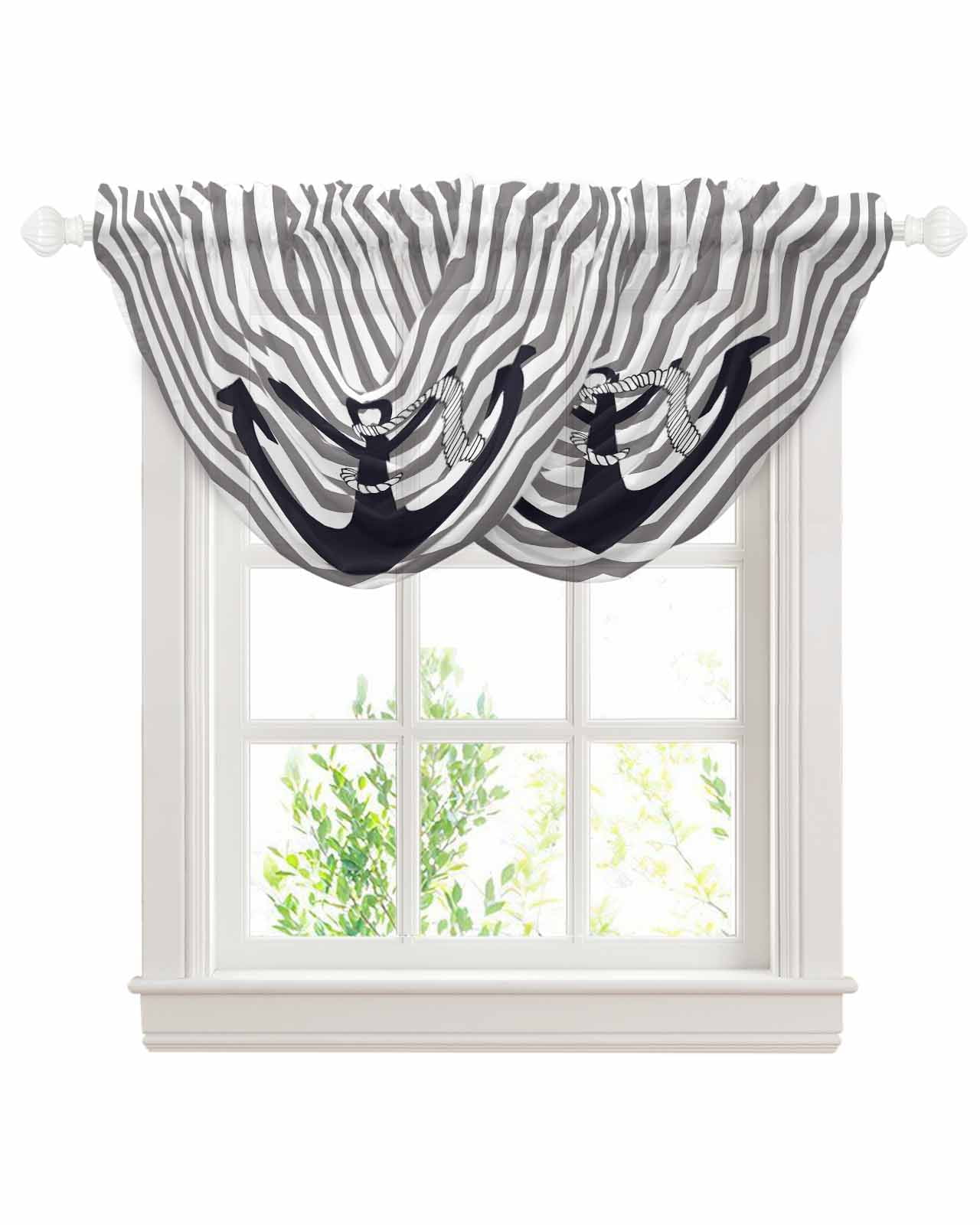 Jrskoticrtt Waterfall Valance Curtains Grey Zigzag Sheer Swag Valance ...