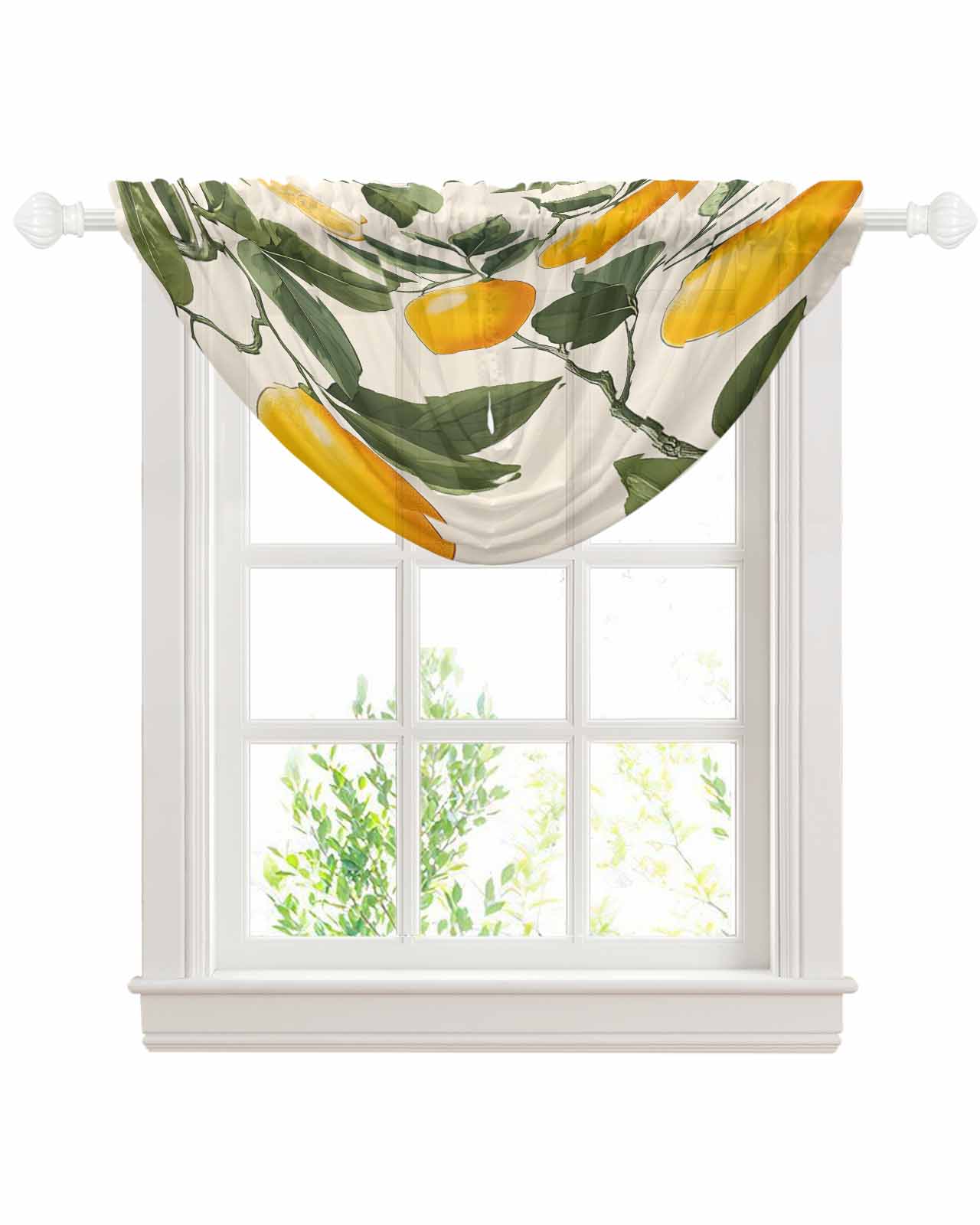 Jrskoticrtt Waterfall Valance Curtains Lemon Leaves Sheer Swag Valance ...