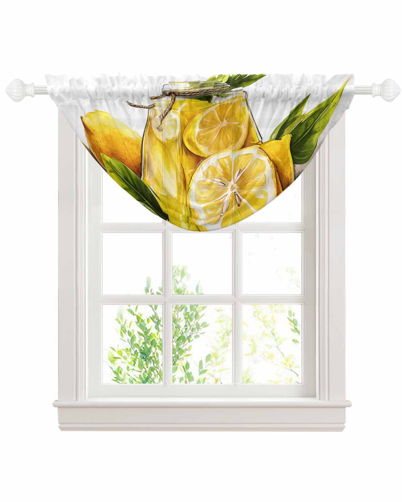 Jrskoticrtt Waterfall Valance Curtains Lemon Sheer Swag Valance for ...