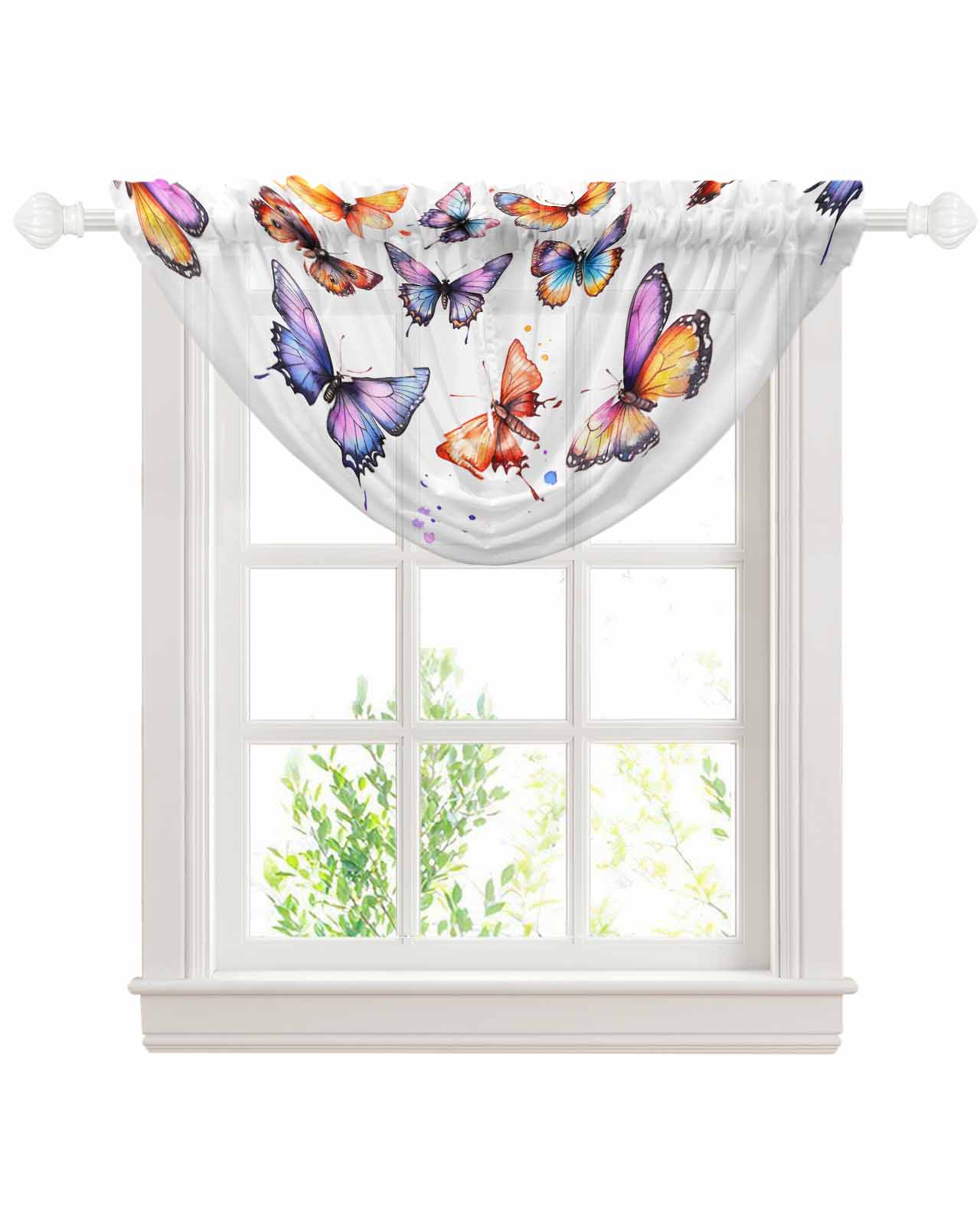 Jrskoticrtt Waterfall Valance Curtains Modern Butterfly Sheer Swag ...