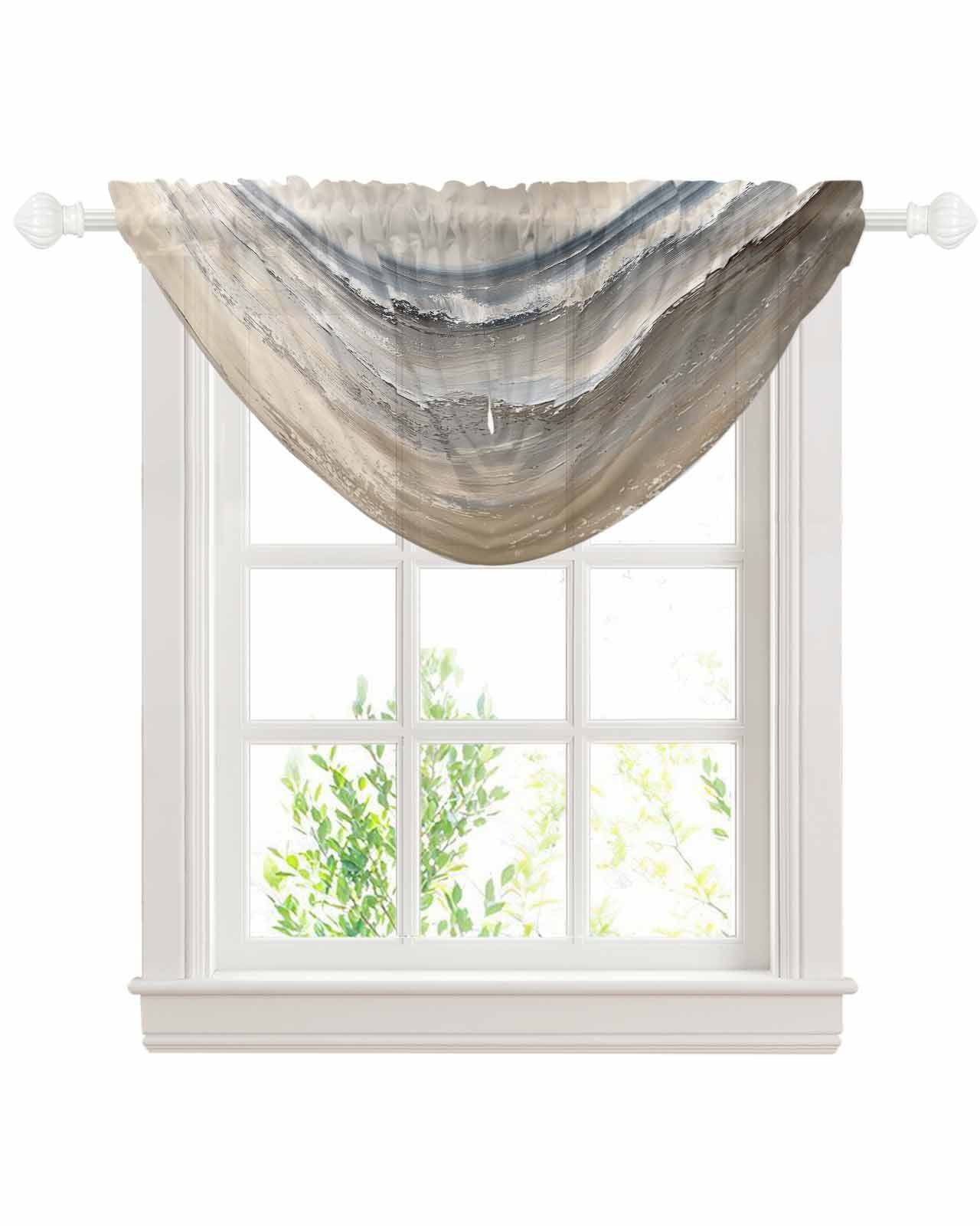 Jrskoticrtt Waterfall Valance Curtains Ocean Sheer Swag Valance for ...