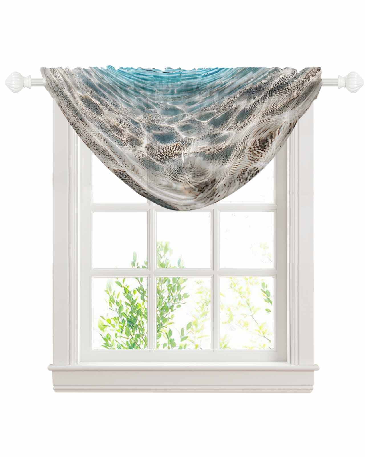Jrskoticrtt Waterfall Valance Curtains Ocean Water Ripple Sheer Swag ...