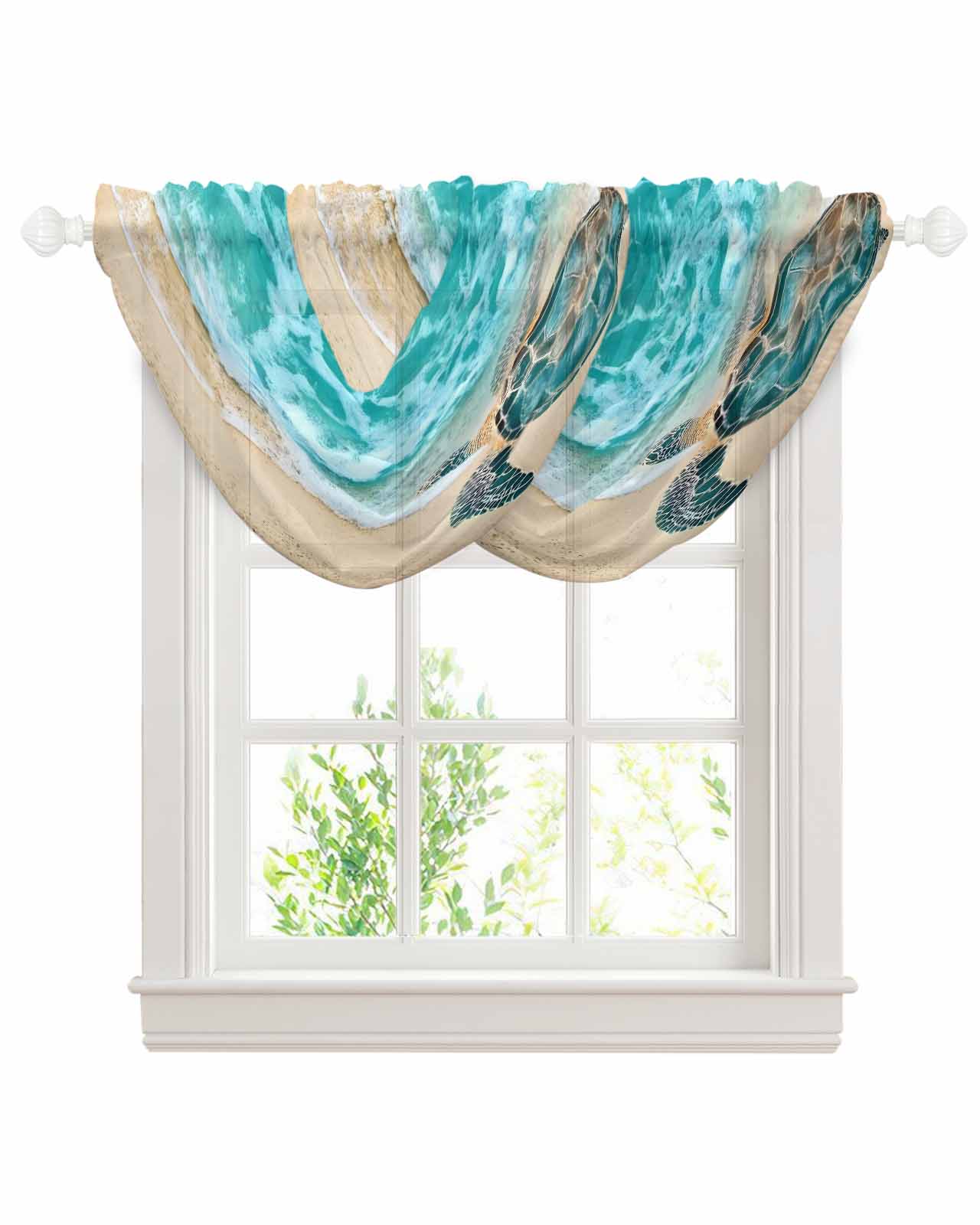 Jrskoticrtt Waterfall Valance Curtains Turtle Sheer Swag Valance for ...