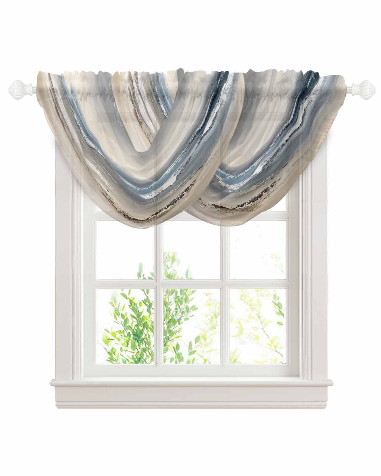 Jrskoticrtt Waterfall Valance Curtains Vintage Oil Painting Sheer Swag ...