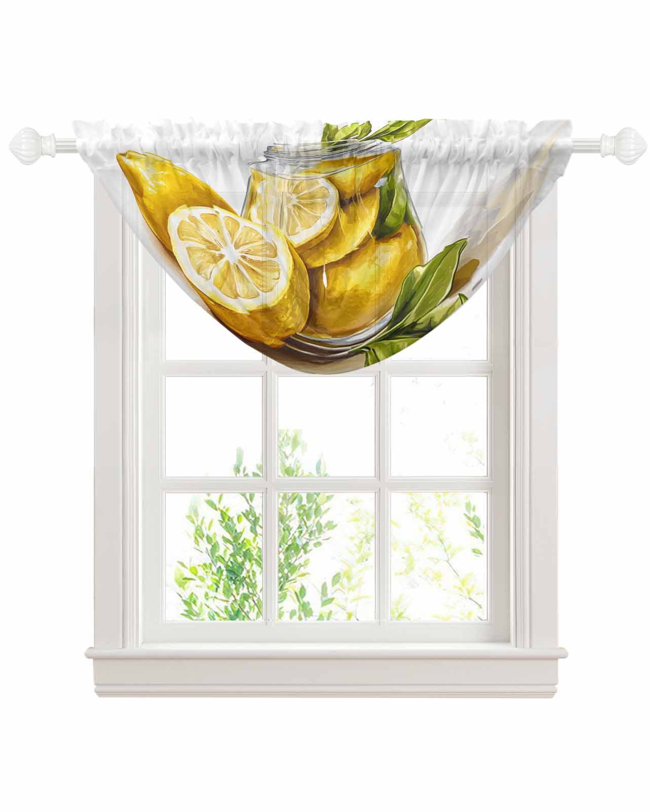 Jrskoticrtt Waterfall Valance Curtains Watercolor Lemon Sheer Swag ...
