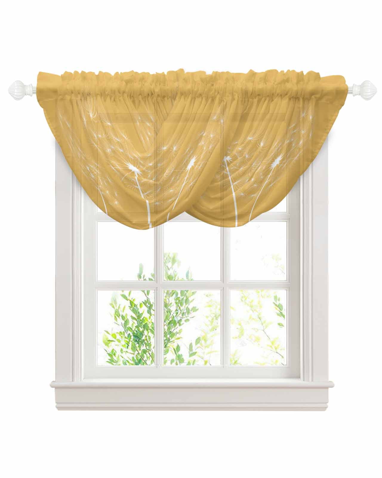 Jrskoticrtt Waterfall Valance Curtains Yellow Dandelion Sheer Swag ...