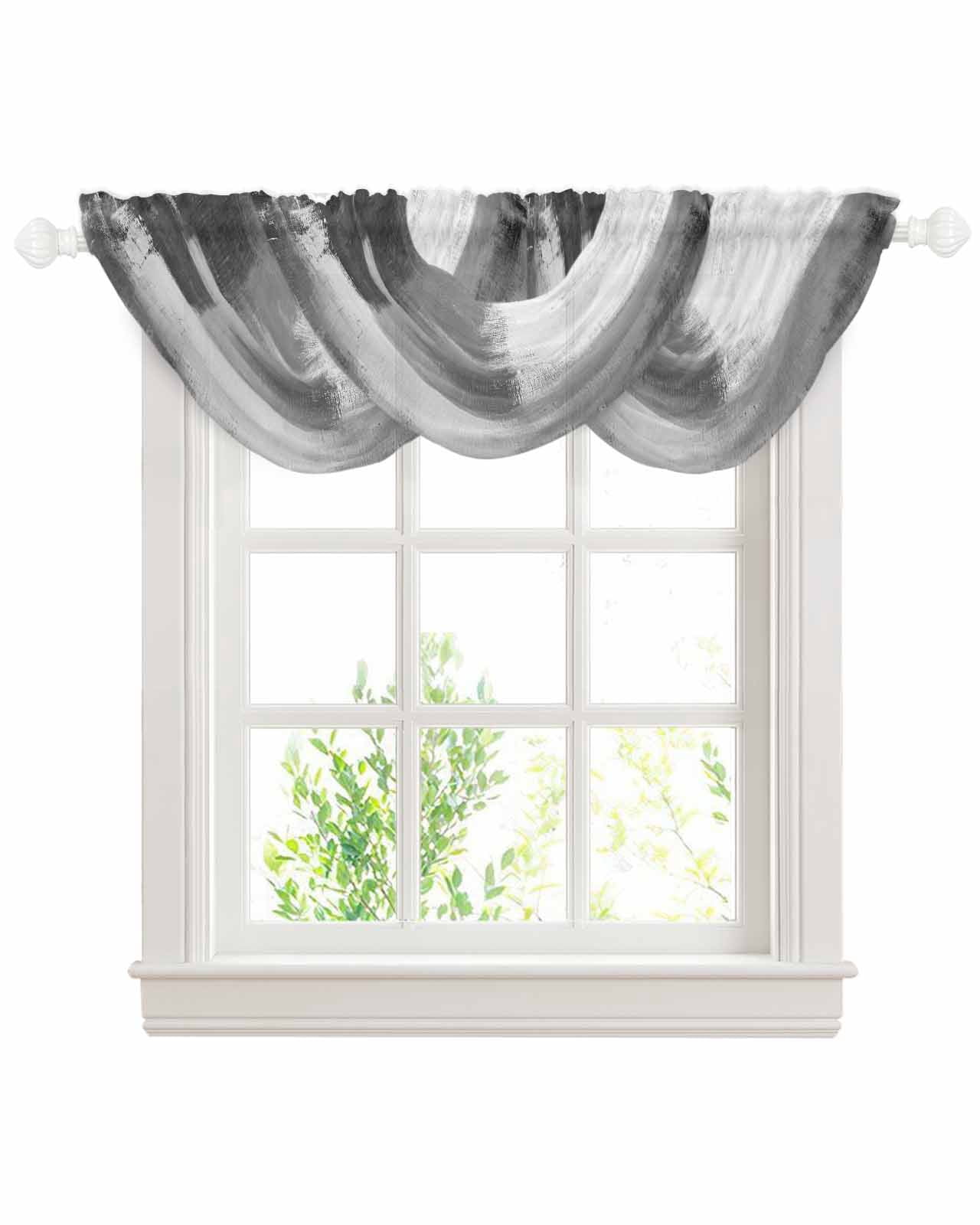 Jrskoticrtt White Black Waterfall Valance Curtains Black Ombre Abstract ...