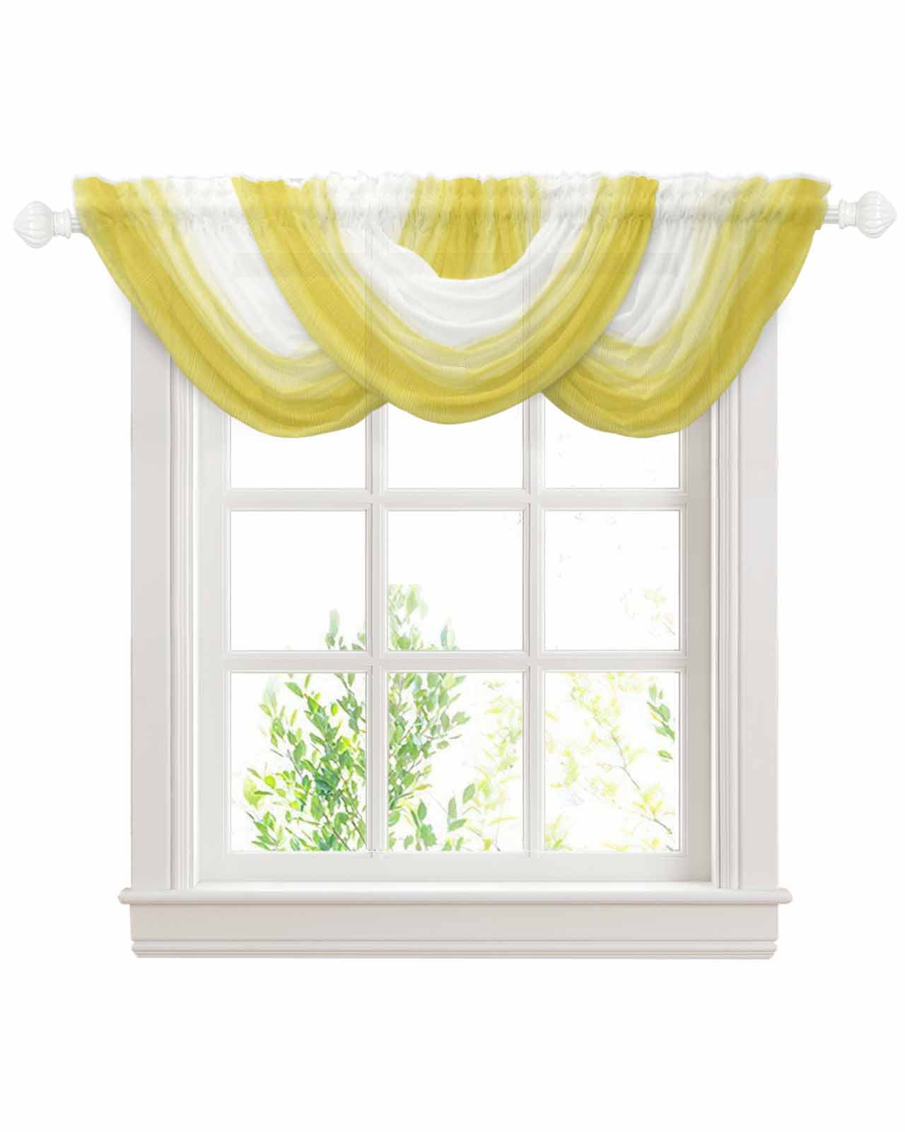 Jrskoticrtt Yellow Waterfall Valance Curtains Yellow Ombre Sheer Swag ...