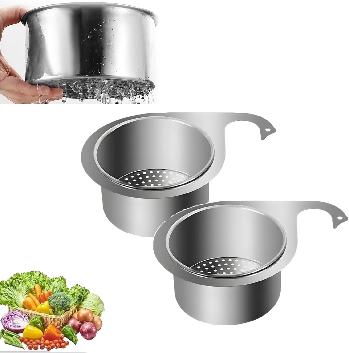 Js Swan Stainless Steel Drain Basket for Kitchen Sink, Stainless Steel ...