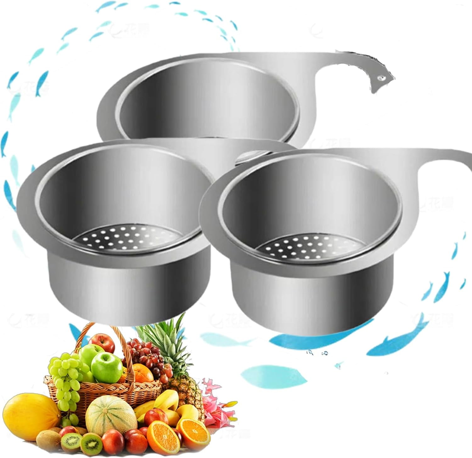 Js swan Stainless Steel Drain Basket for Kitchen Sink, Swan Sink ...