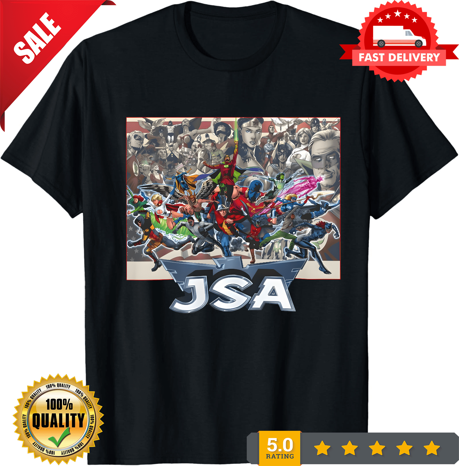 Jsa T-Shirt - DC Comics - Huge Line-up - Dr Fate, Power Girl, Alan ...
