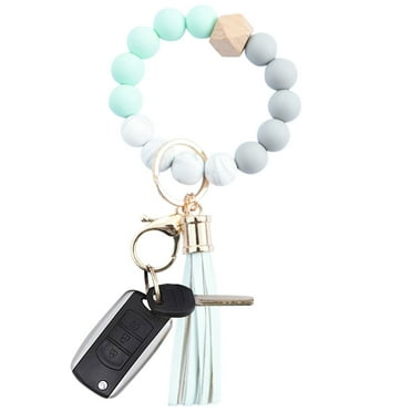 pdqouc Silicone Key Ring Bracelet Fashion Women Beaded Bangle Keychain ...