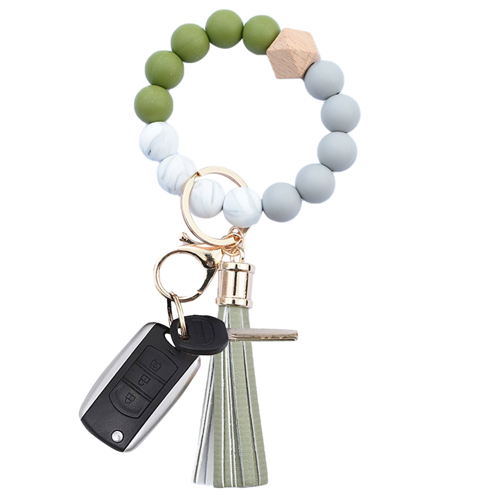 Jsaert Fashion Creative Keychain Bracelet Wristlet Key Ring Beaded ...