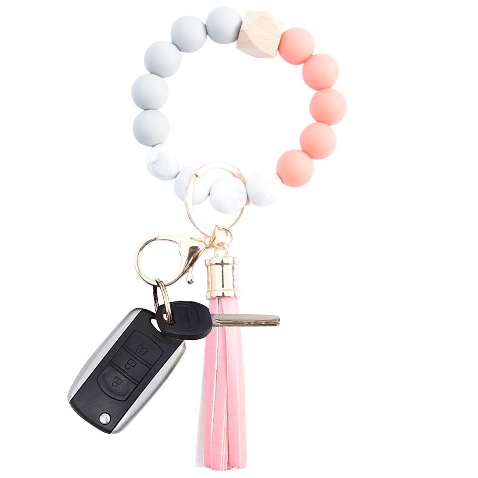 Jsaert Fashion Creative Keychain Bracelet Wristlet Key Ring Beaded ...