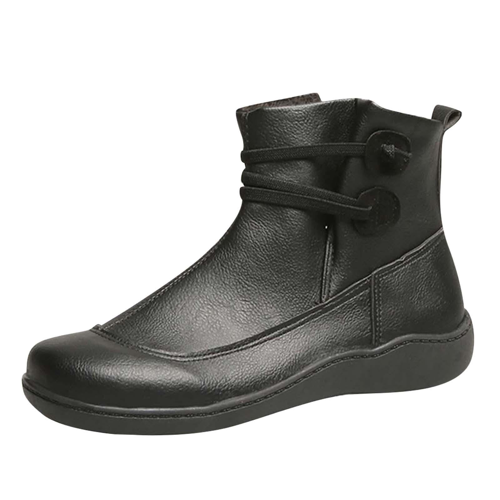 Jsaierl Ankle Boots for Women Arch Support Womens Low Heel Fashion Lace ...