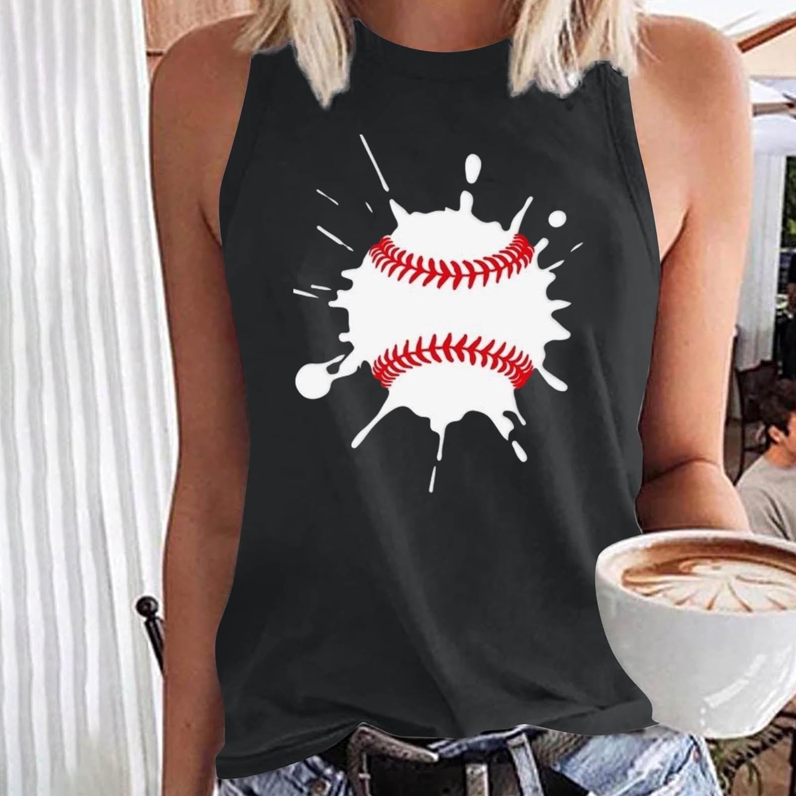 Jsaierl Baseball Mom Tank Tops Women Funny Softball Graphic Tees ...
