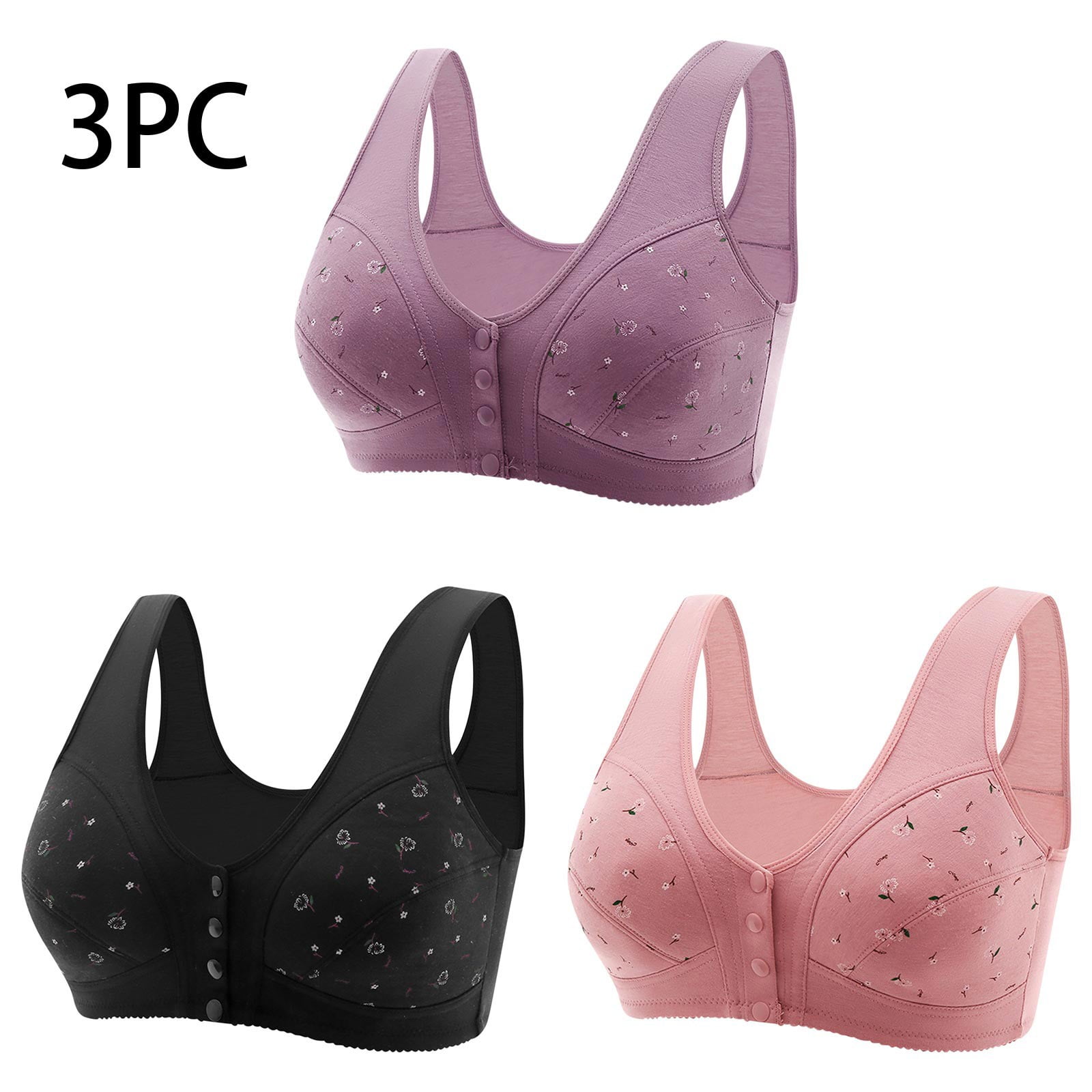 Jsaierl Bras for Women Front Closure Wireless Lift T-shirt Bras Cotton ...