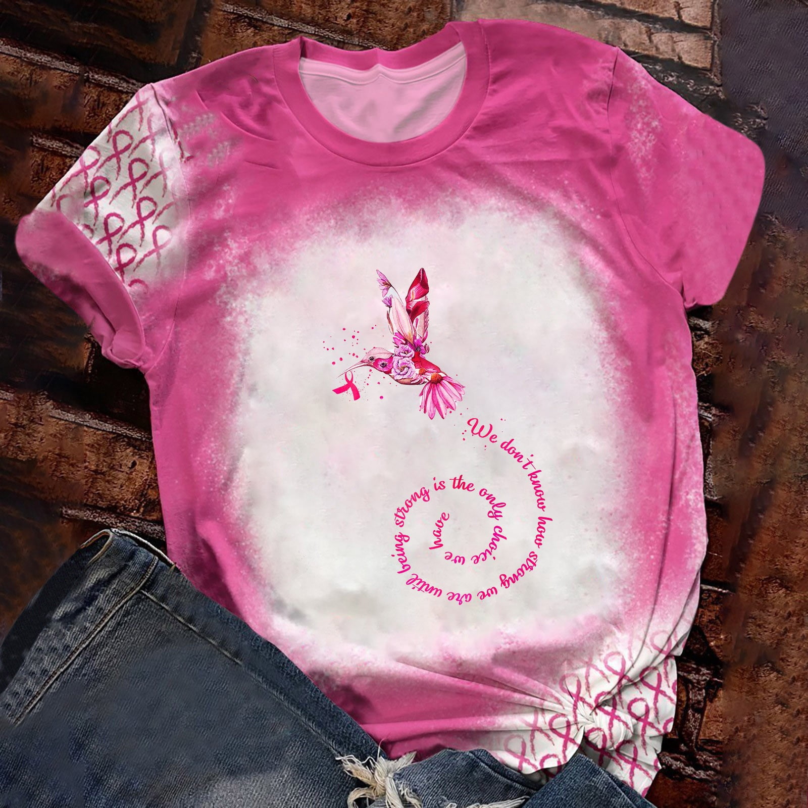 Jsaierl Breast Cancer Shirts Women Pink Ribbon Graphic Tees Funny Short ...